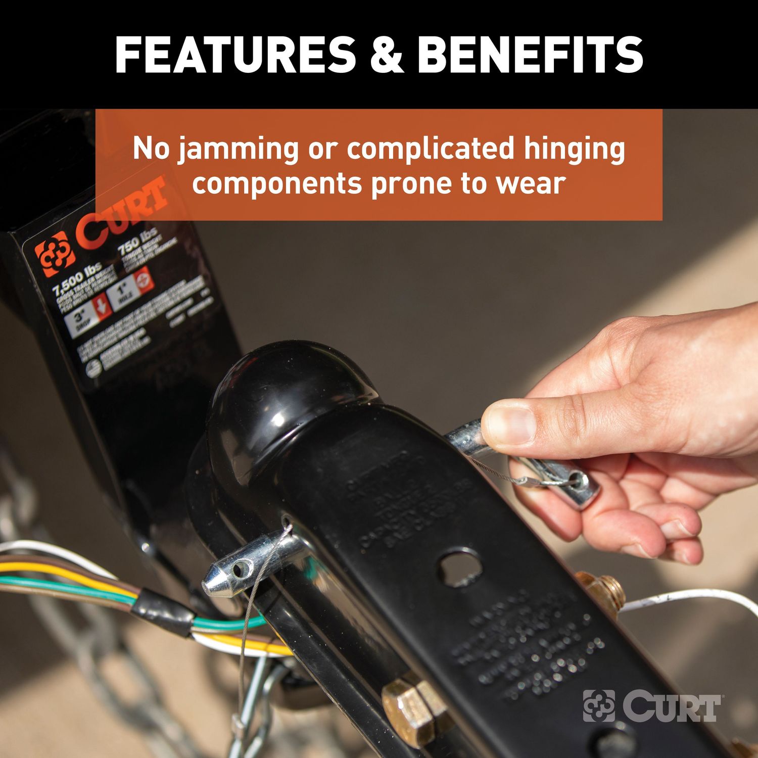 CURT 2in Trailer Coupler 2in Channel, 3,500lbs QuickPin No-Latch