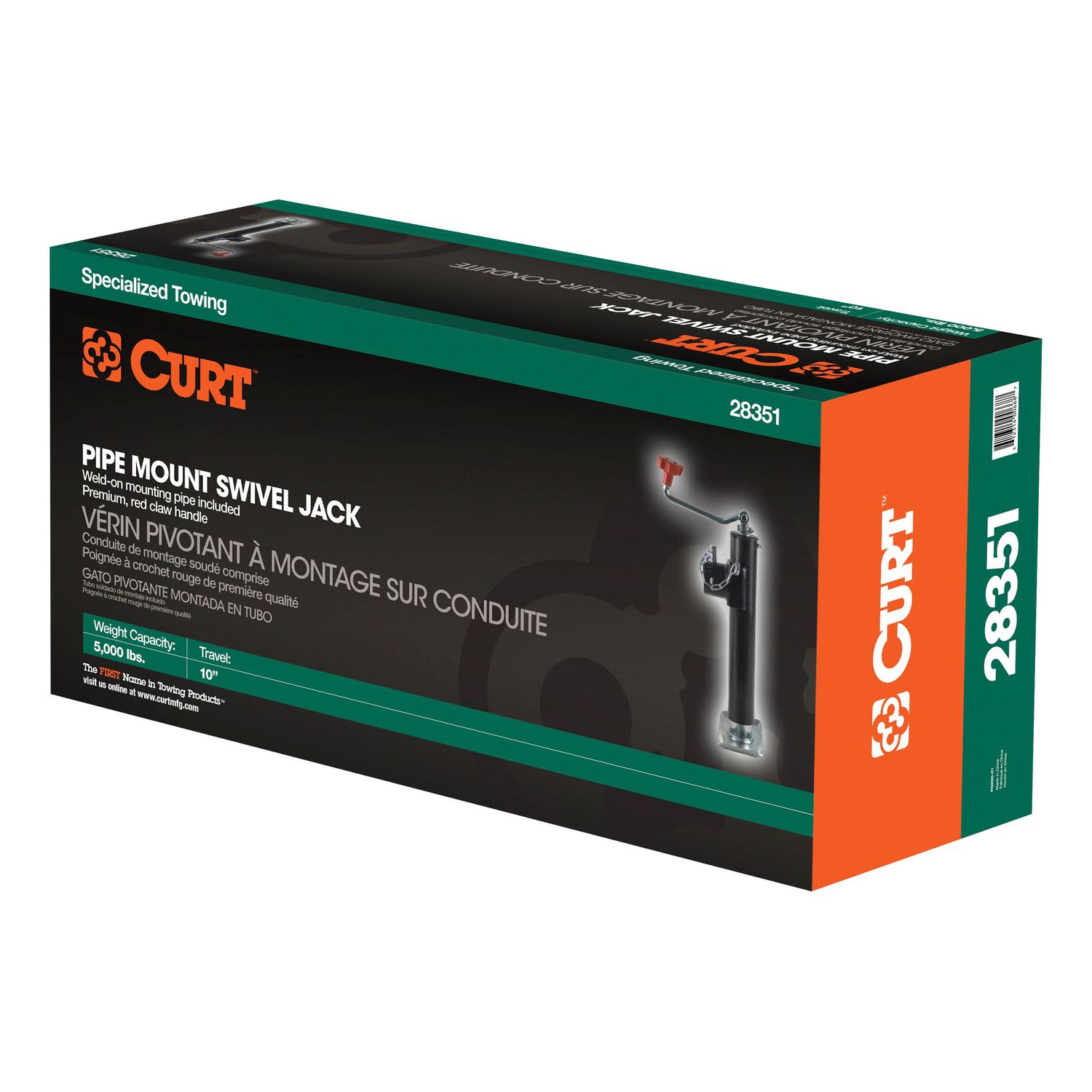 Curt Pipe-Mount Swivel Jack with Top Handle