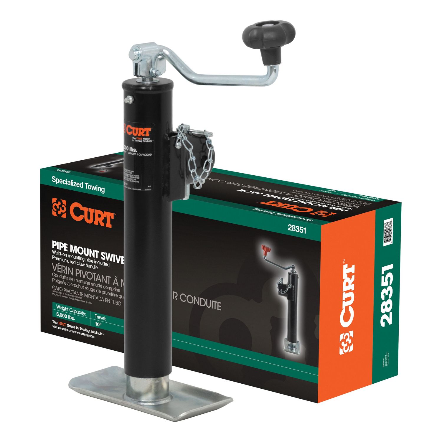 Curt Pipe-Mount Swivel Jack with Top Handle