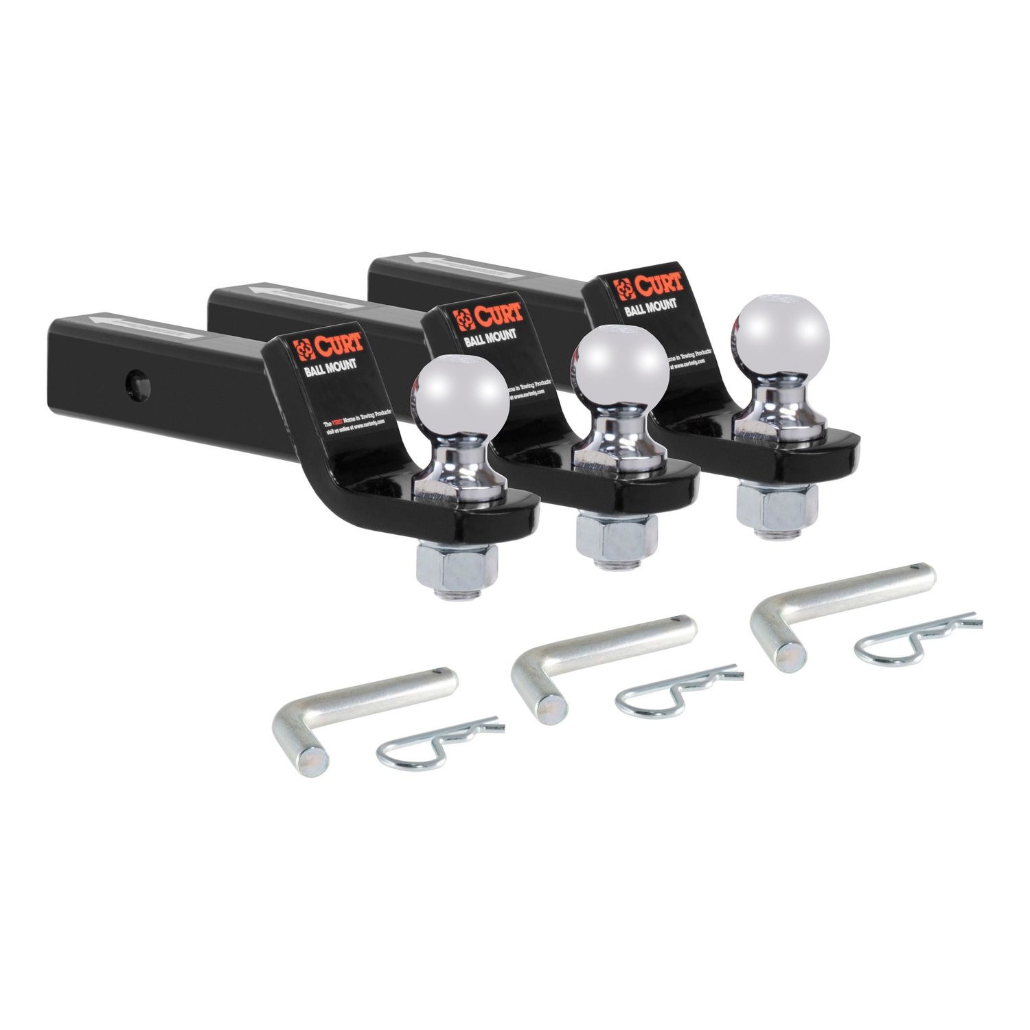 CURT 2in Shank, 7,500lbs, 2in Drop, Loaded Ball Mounts with 2in Balls 3 ...