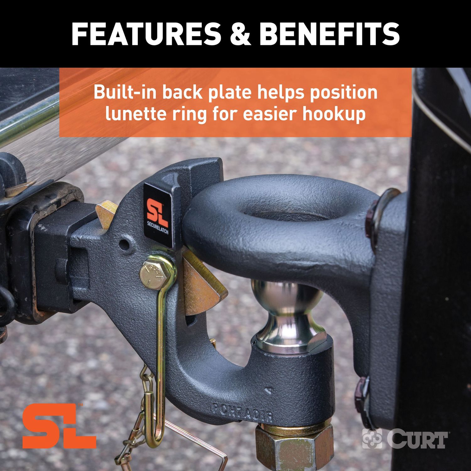Curt 2in Shank 2 5/16in Ball 14,000lbs Secure Latch Receiver Mount Ball ...