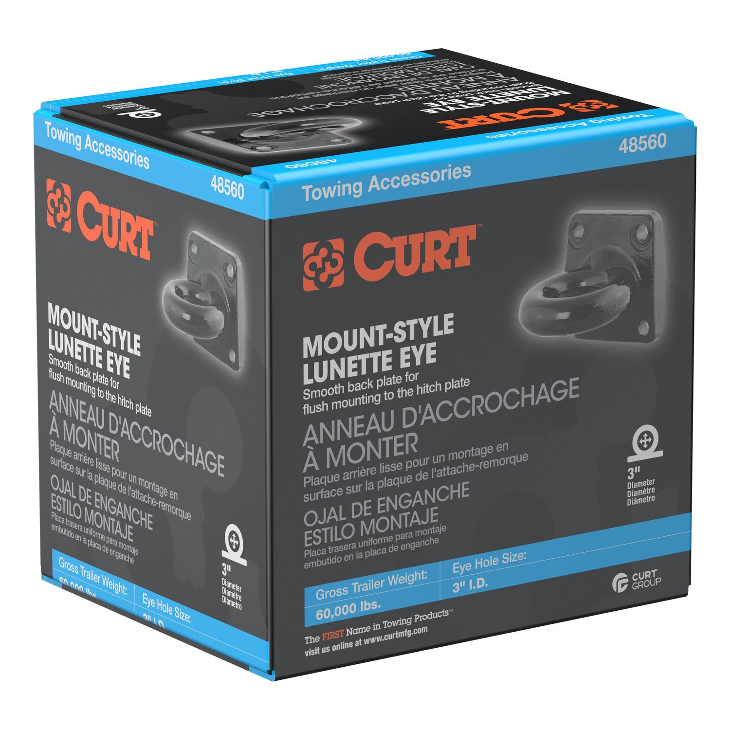 CURT 3in I.D, 60,000lbs Mount-Style Lunette Eye