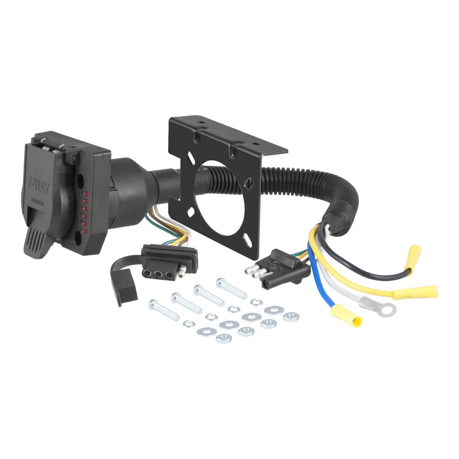 CURT 7-Way RV Blade to 4-Way Flat Dual Output Electrical Adapter