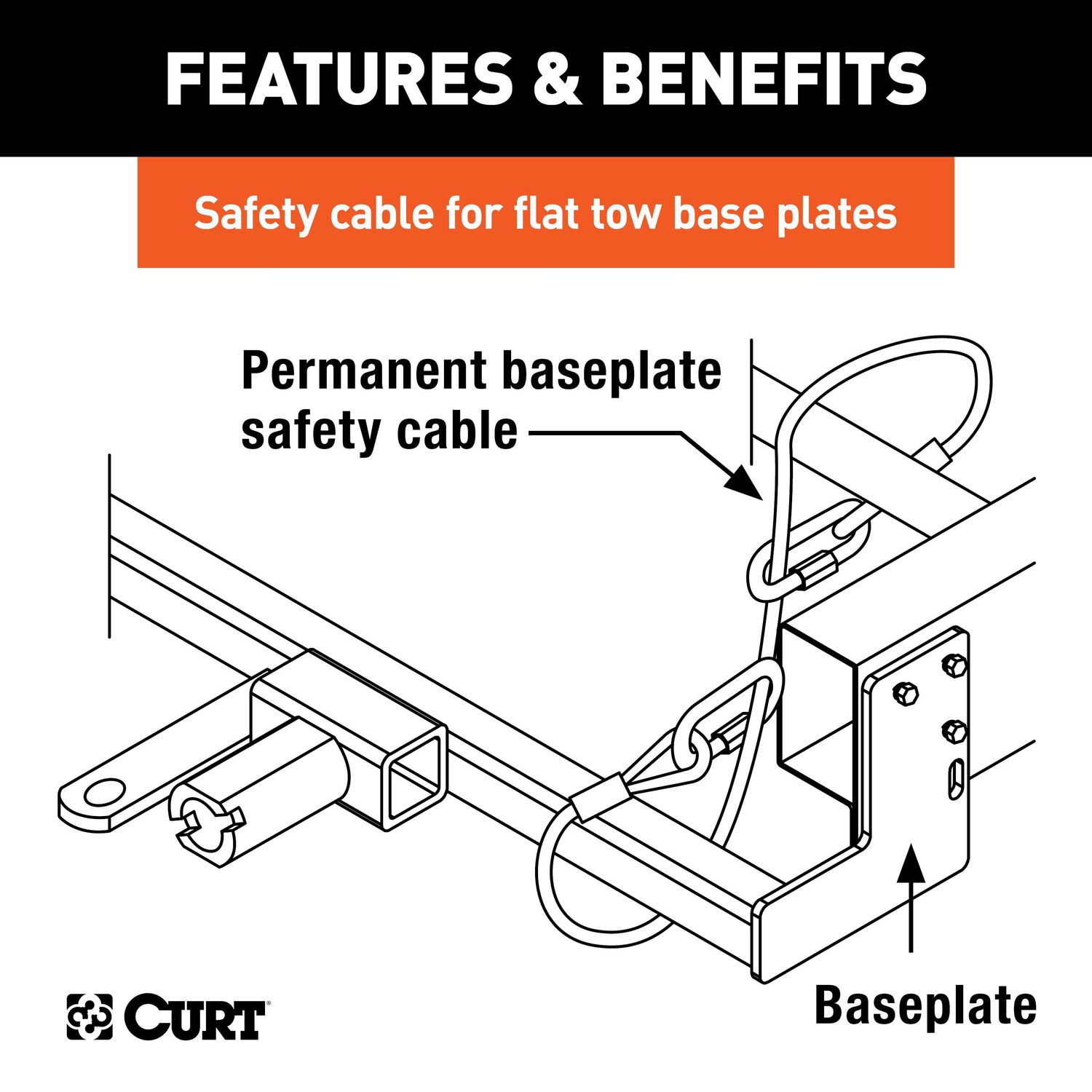 CURT 36in x 1/4in Diameter 3,500lbs Replacement Tow Bar Base Plate ...