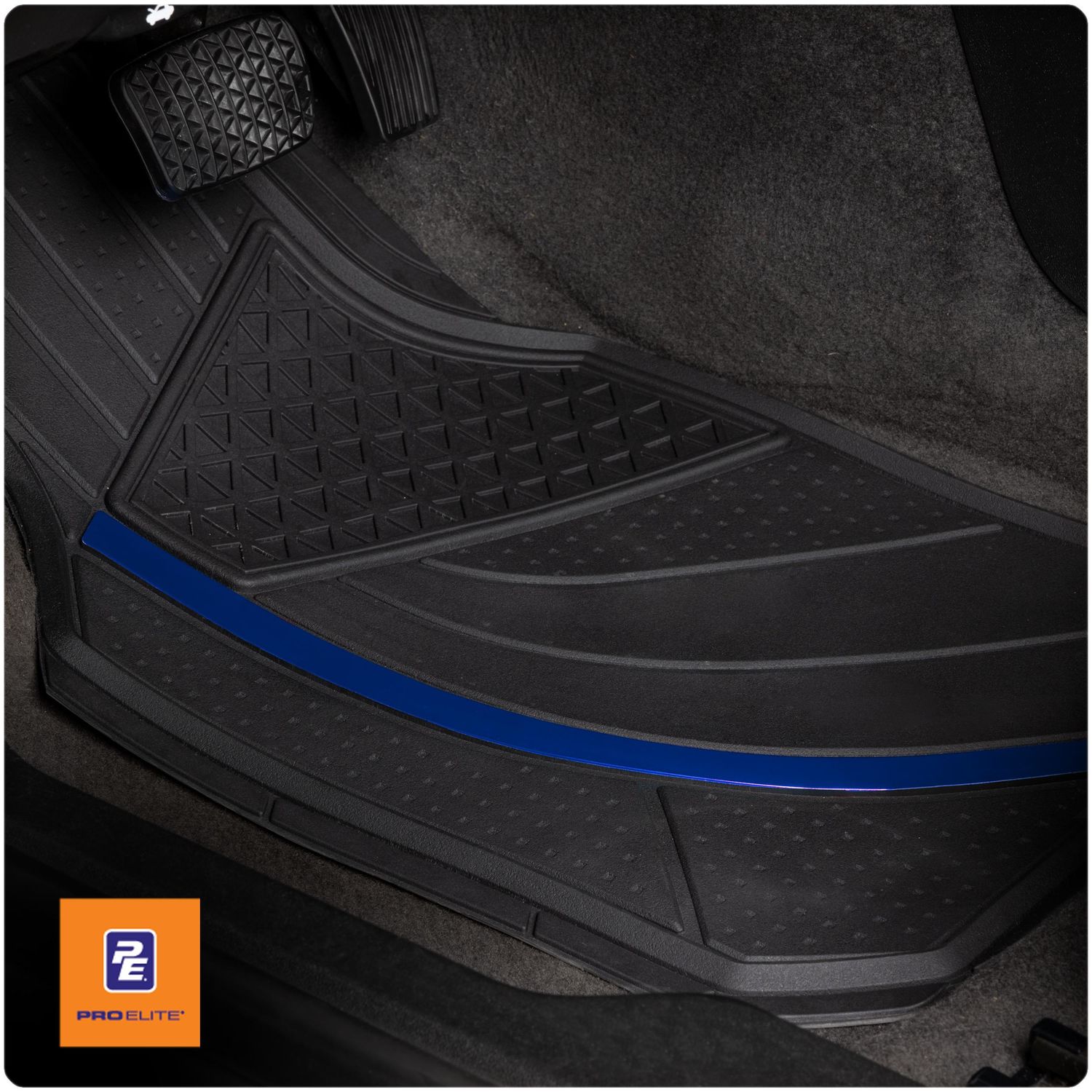 ProElite Black and Blue Sport Floor Mat 4 Piece