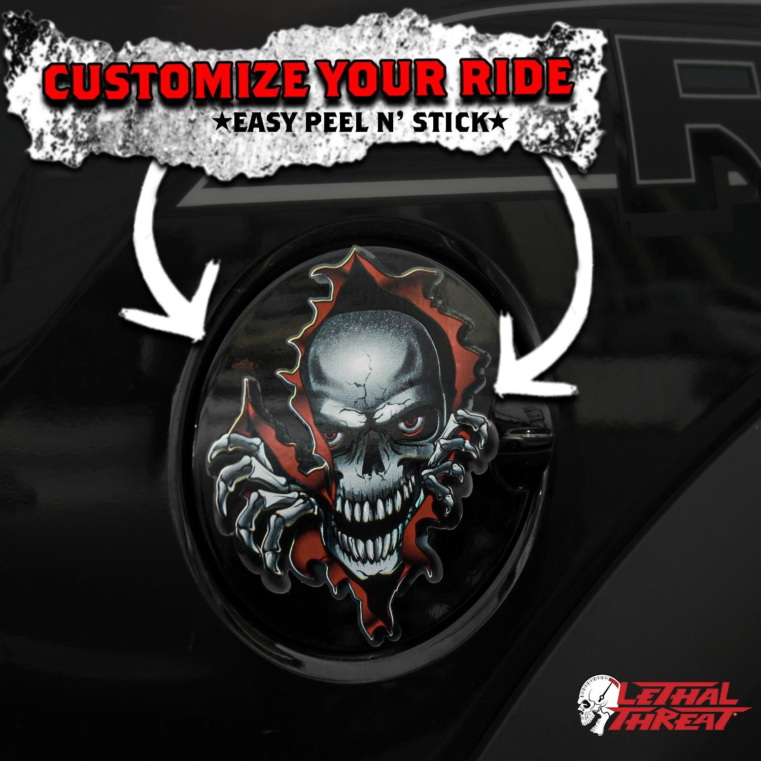 Lethal Threat Peek A Boo Skull Decal