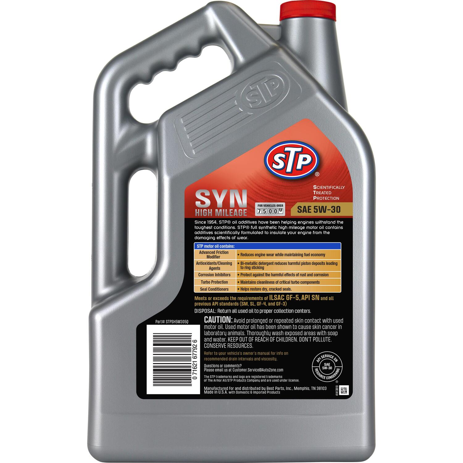 STP High Mileage Full Synthetic Engine Oil 5W-30 5 Quart