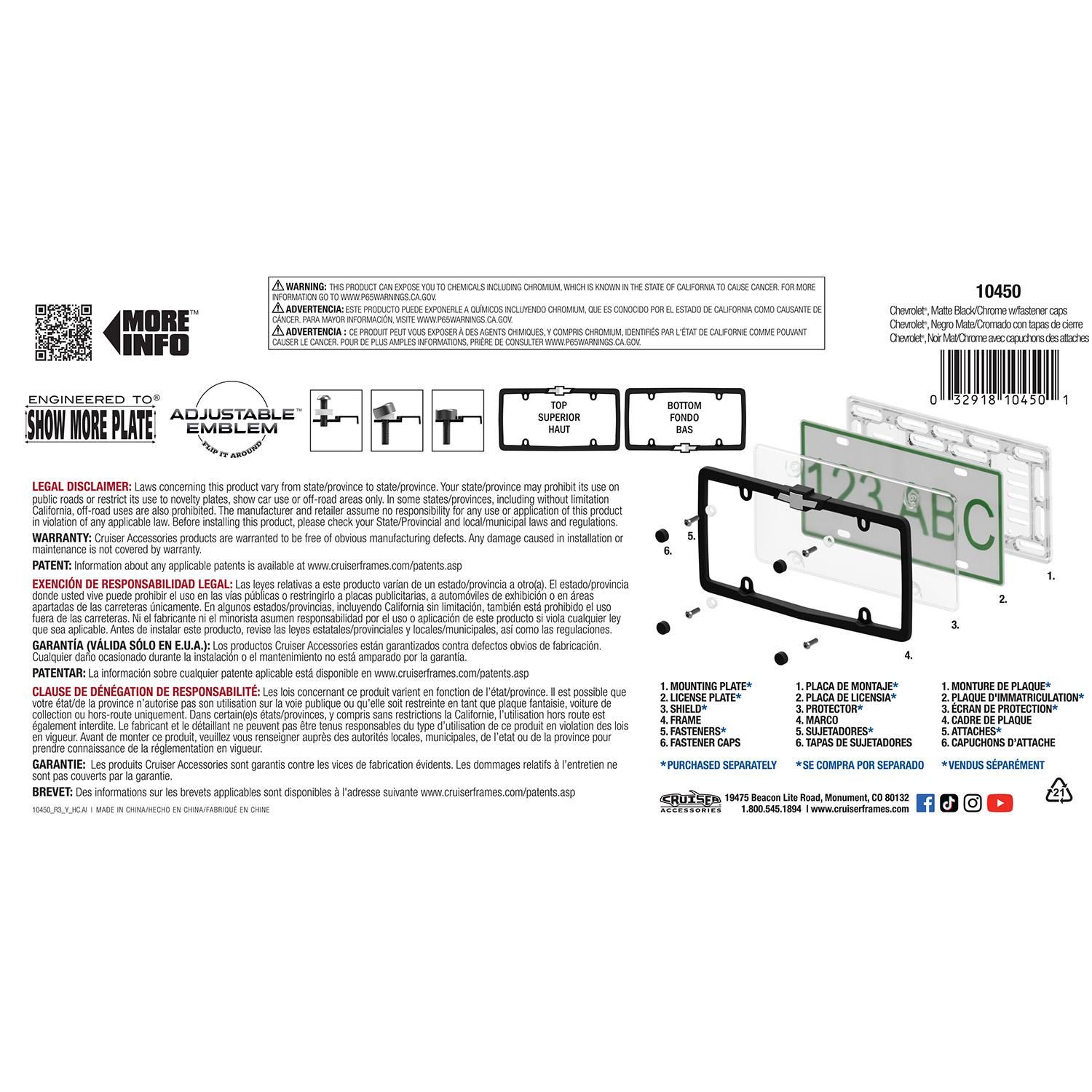 Cruiser Accessories Matte Black Chrome Chevrolet License Plate Frame ...