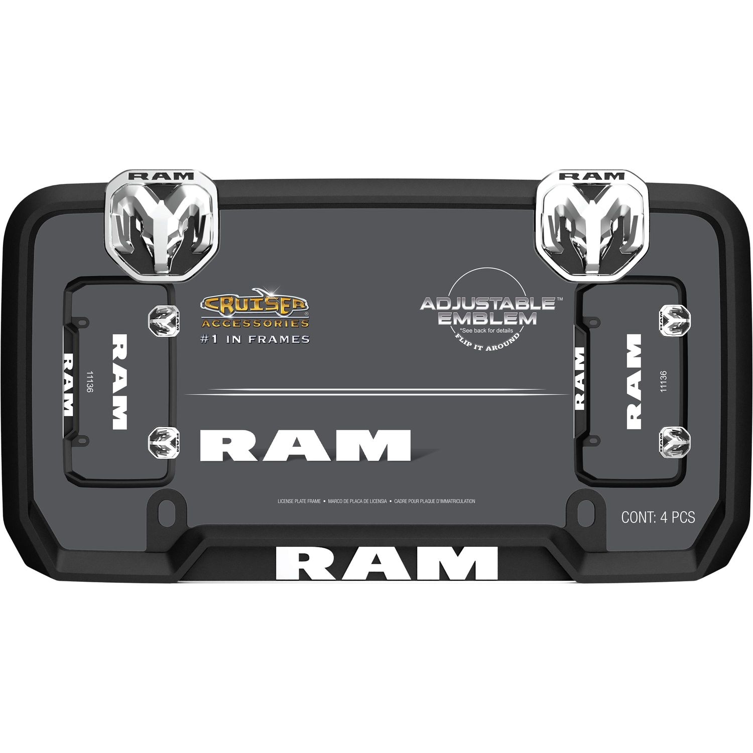 Cruiser Accessories Ram Matte Black License Plate Frame