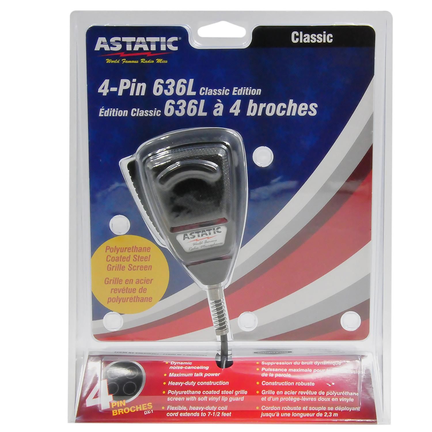 Astatic Black 4 Pin 636L Noise Canceling Cb Microphone