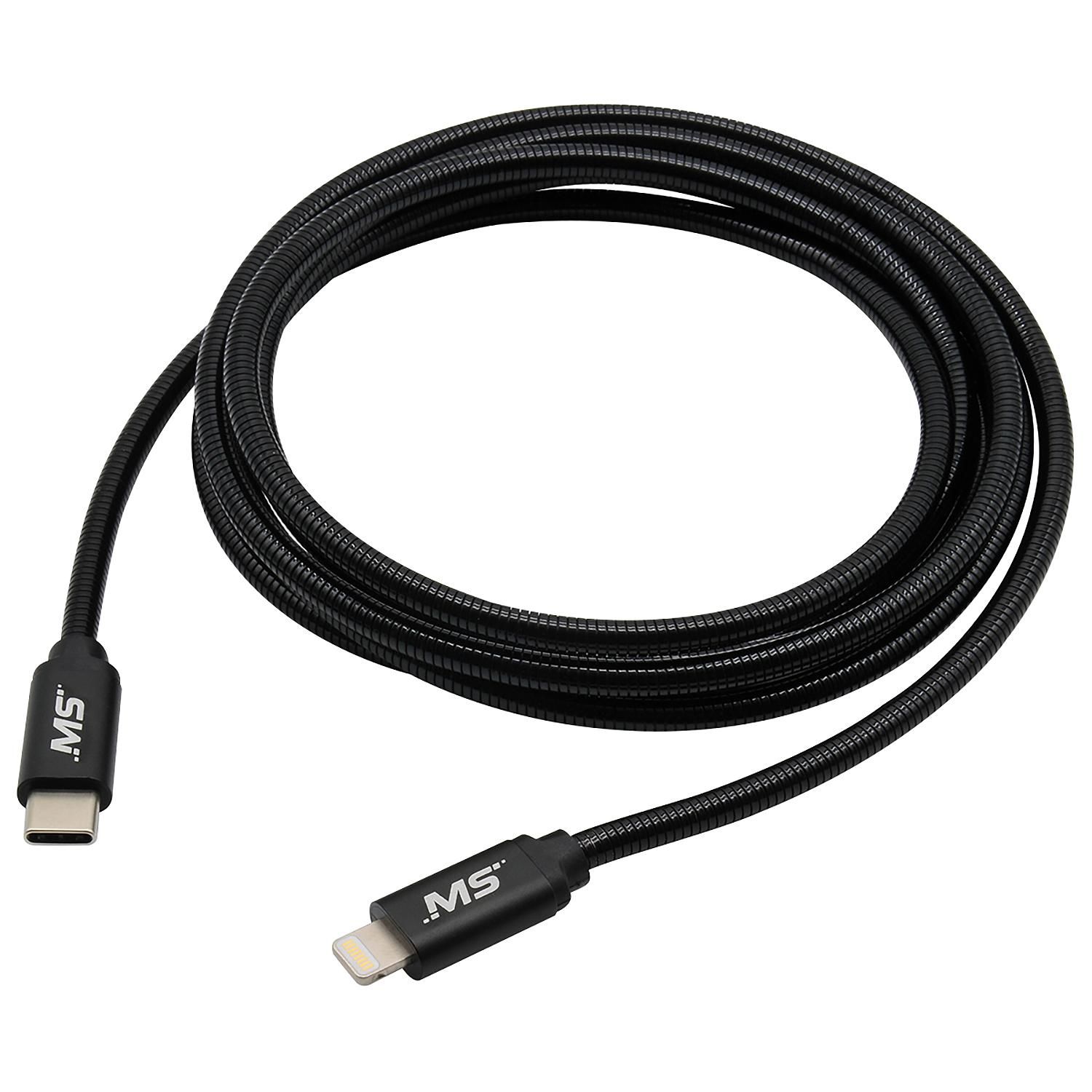 Mobile Spec Black 6ft Metal Lightning To USB-C Charging Cable