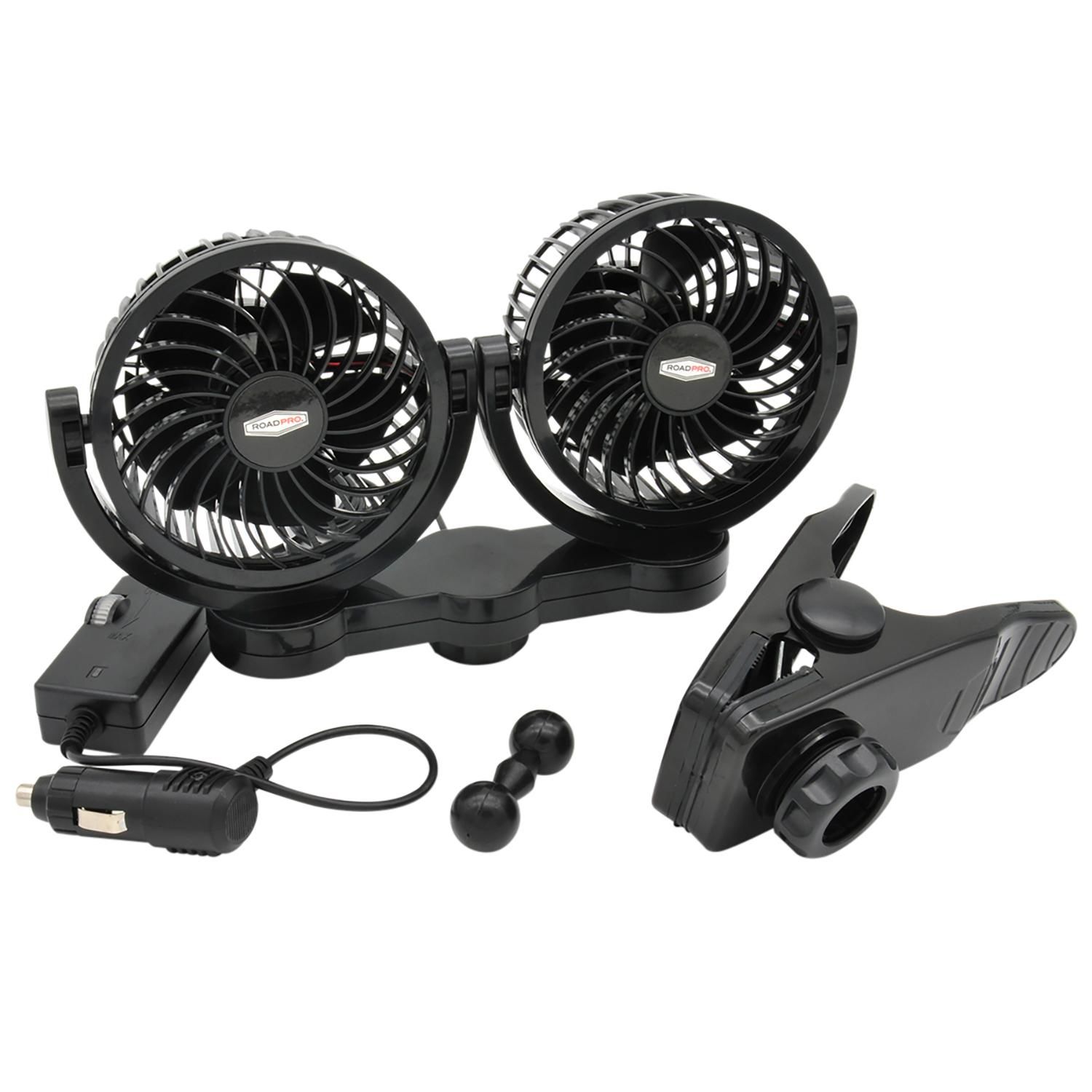 Road Pro 12 Volt Dual Fan with Mounting Clip