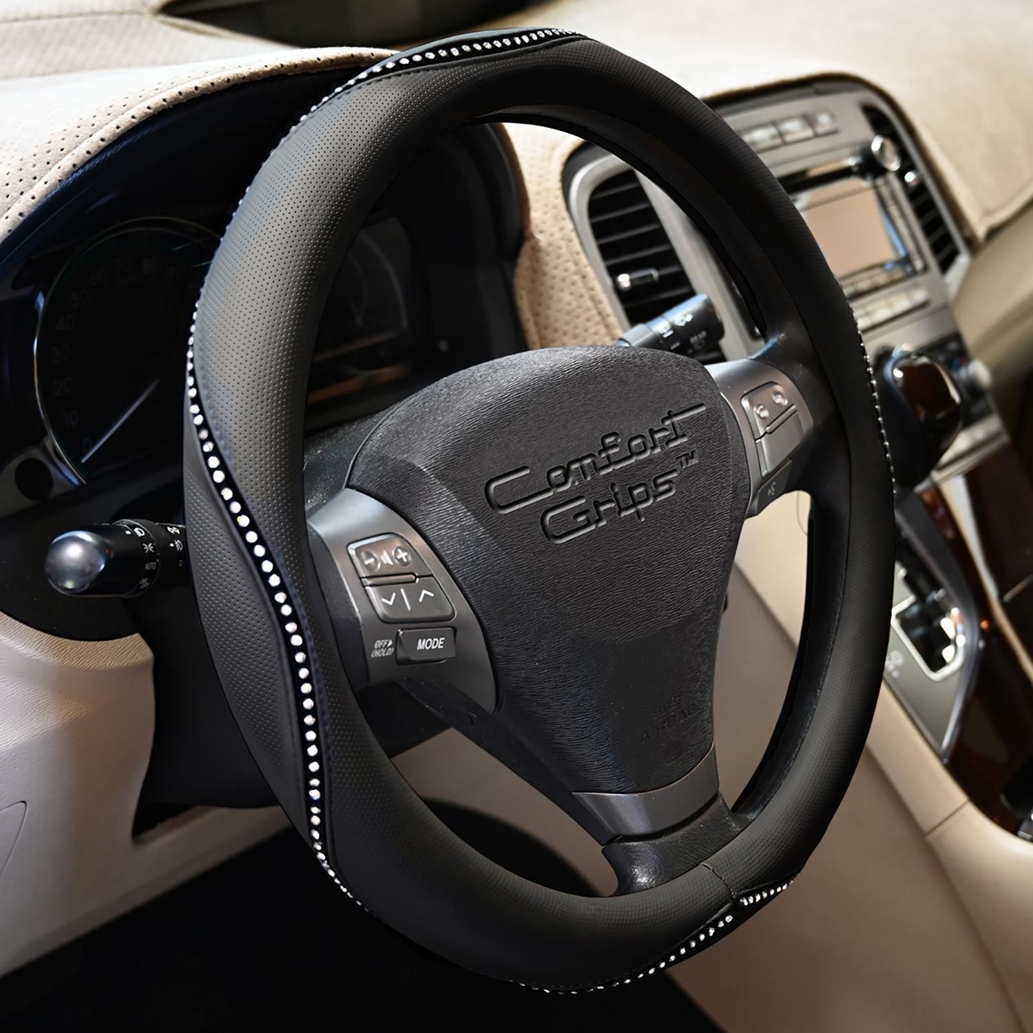 Dash Designs Comfort Grips Black Gem Grip Large Steering Wheel Cover