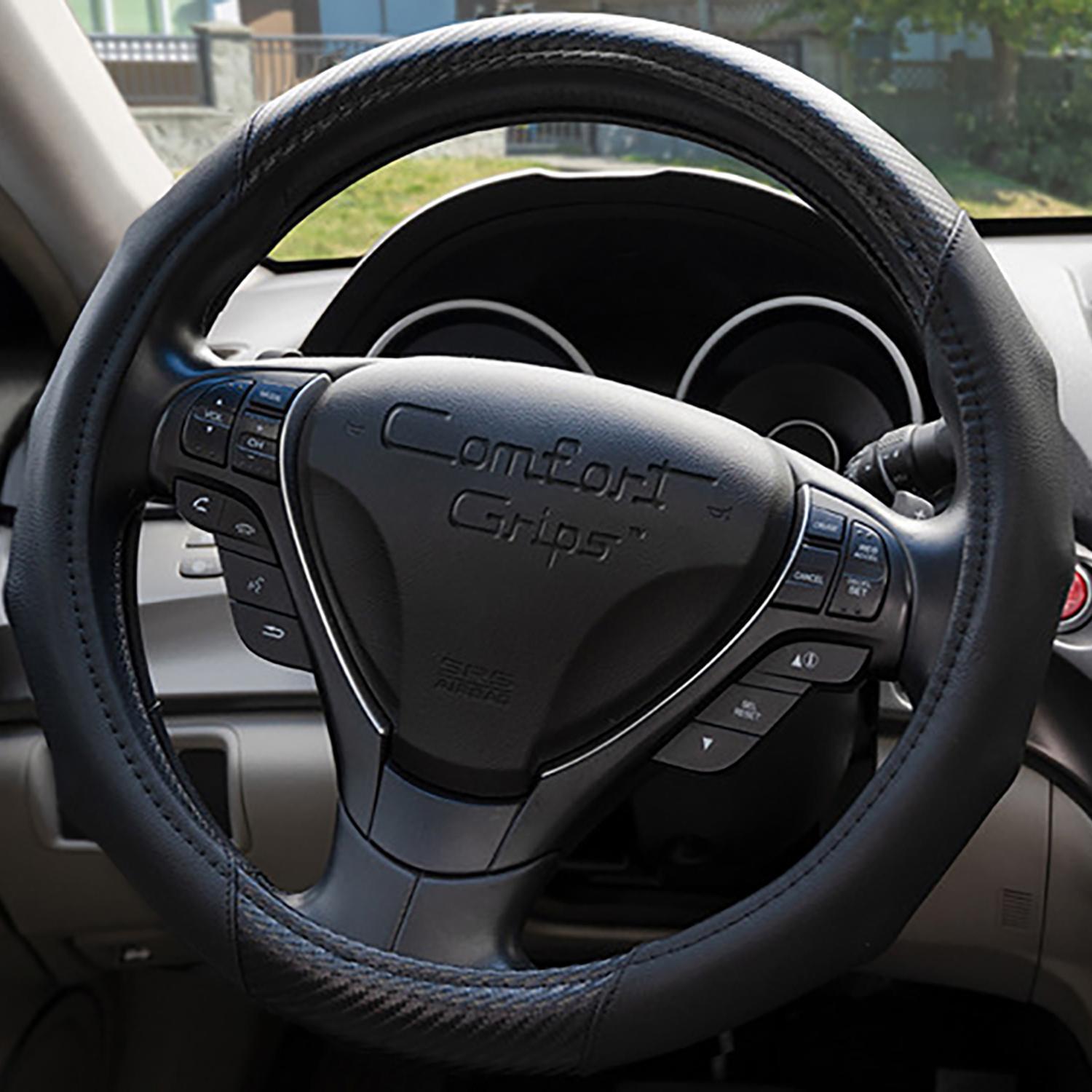 Dash Designs Comfort Grips Black Carbon Gripper Medium Steering Wheel Cover