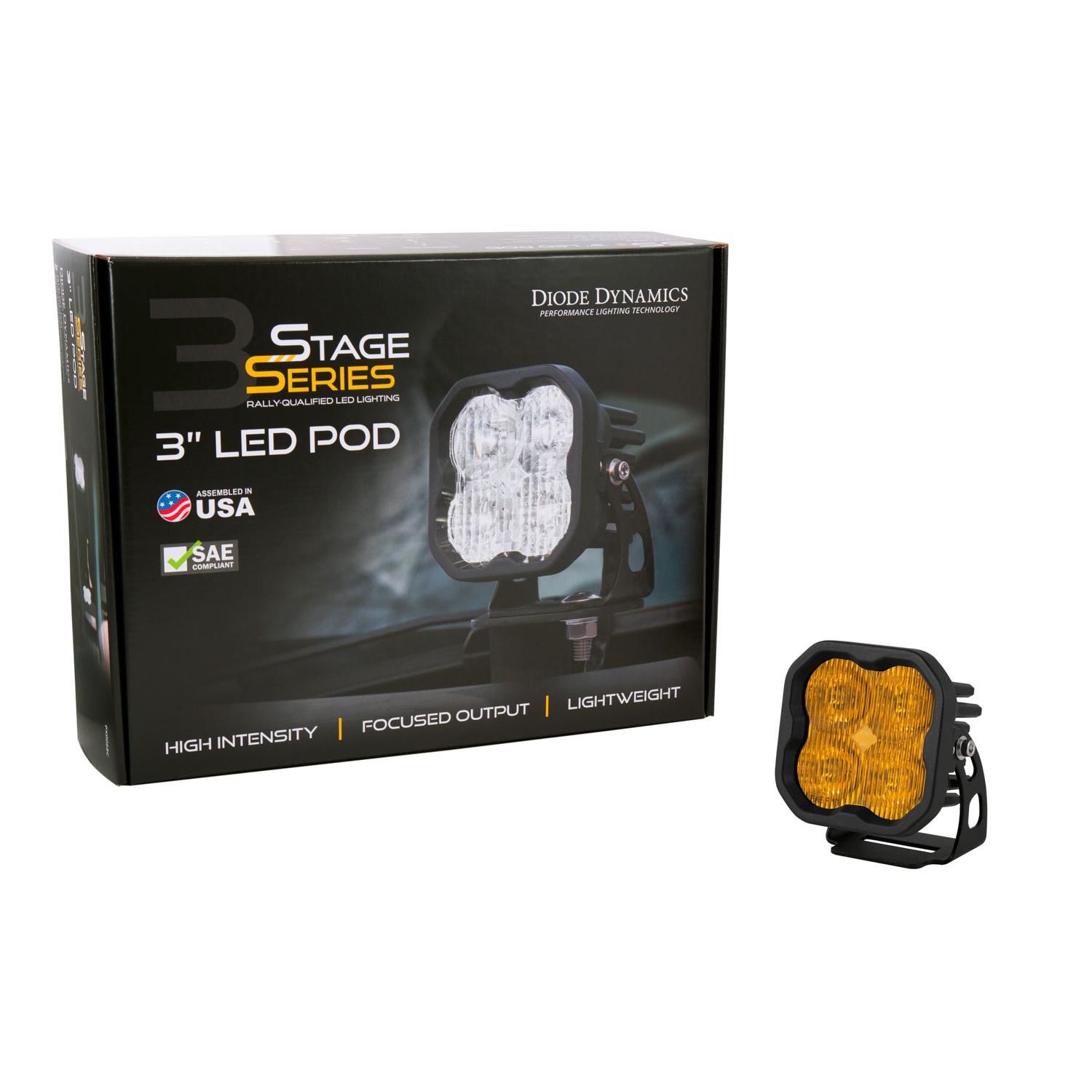 Diode Dynamics 3000K SS3 SAE Yellow Max LED Light Pod