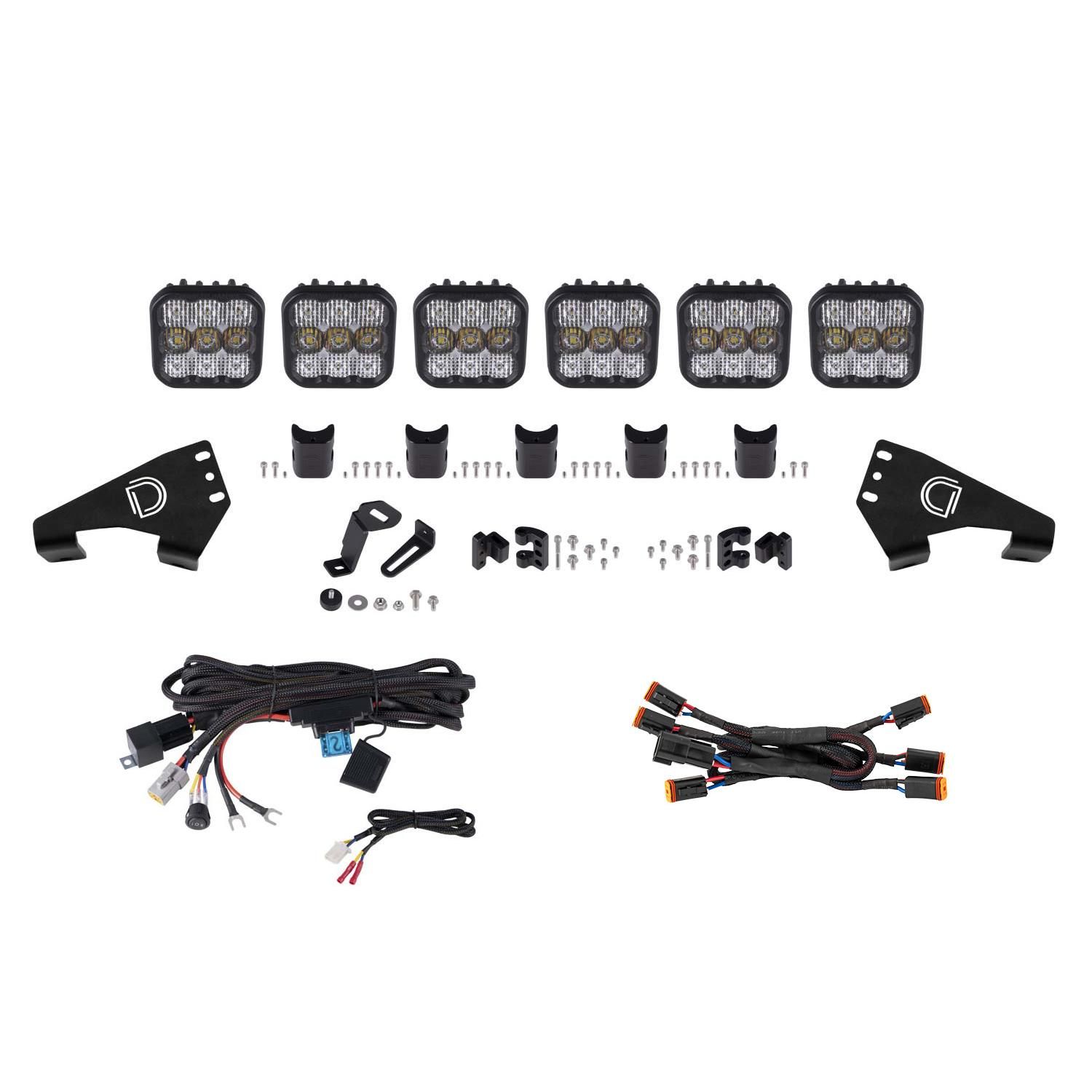 Diode Dynamics Polaris RZR SS5 Pro CrossLink Roof White Combo Lightbar Kit