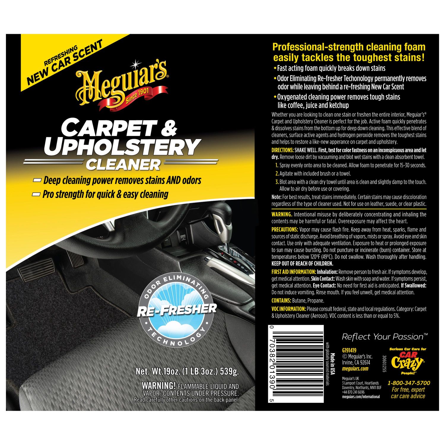 Meguiars Carpet and Upholstery Cleaner 19oz