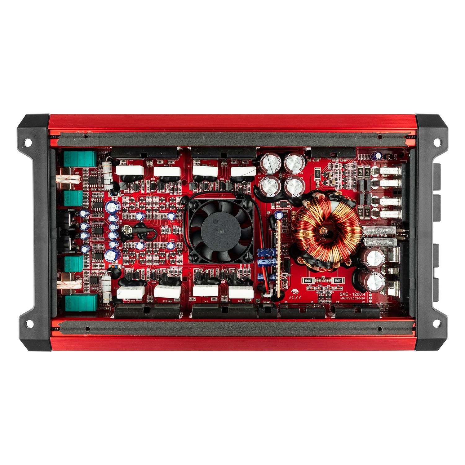 DS18 Red 4 x 60 Watts RMS 4-Ohms SXE 4-Channel Class AB Amplifier