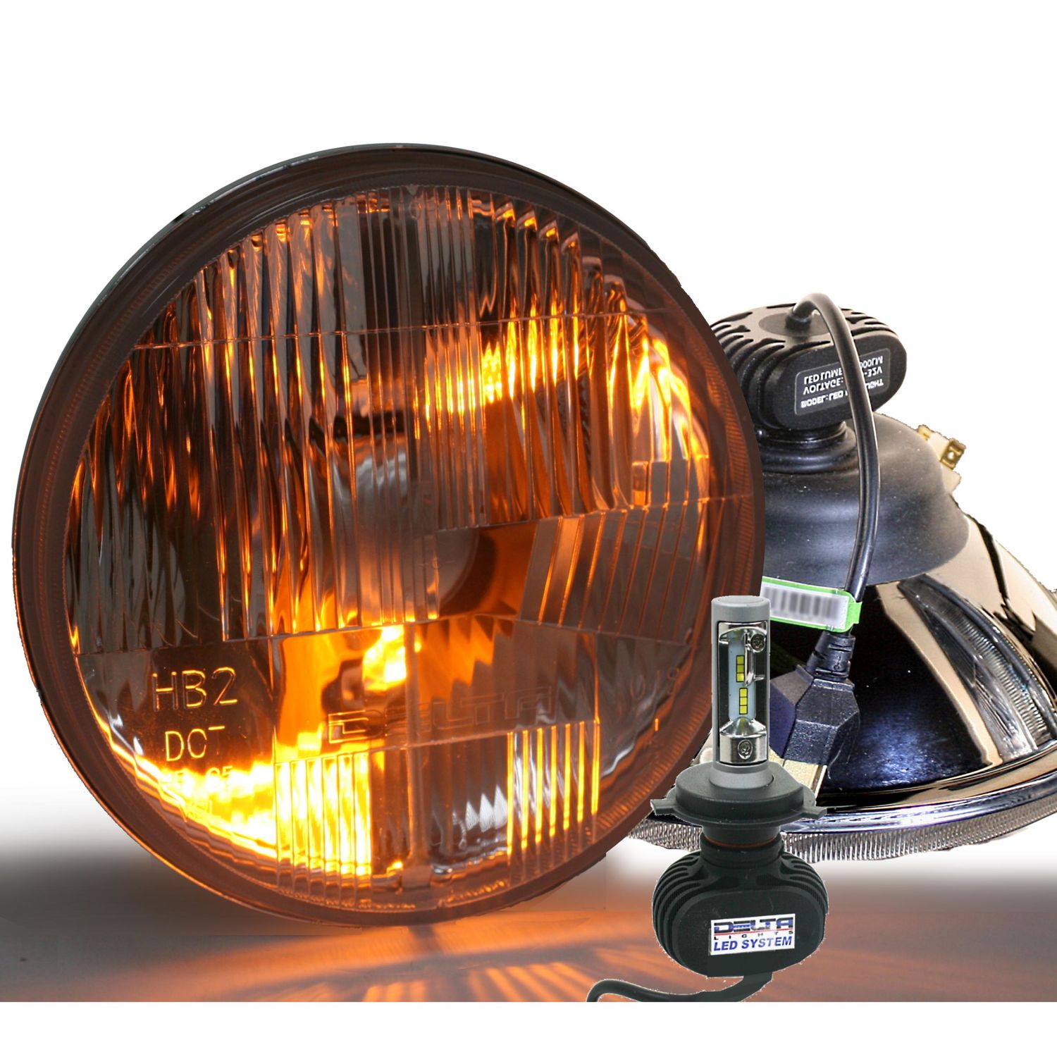 Delta Light 7in LED Headlight with Amber LED Turn Signal 1 Pair