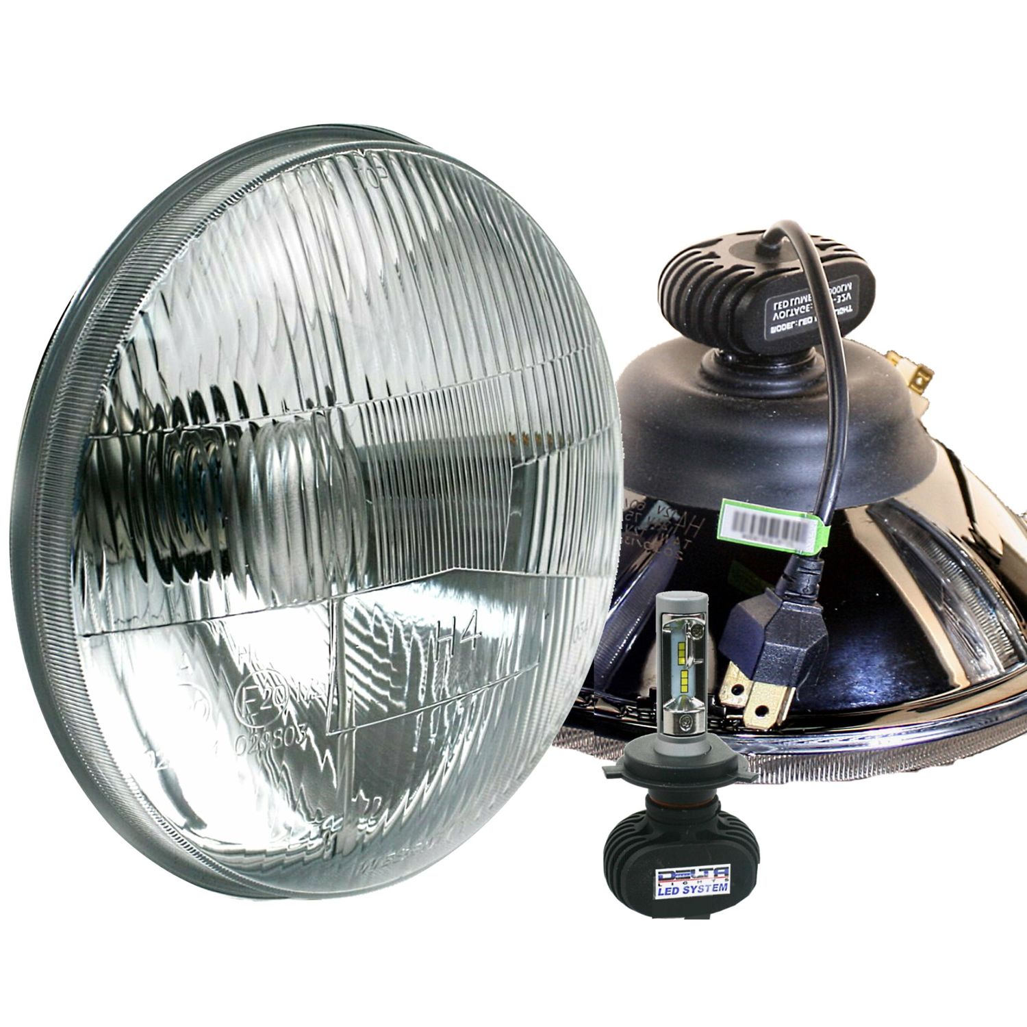 Delta Lights 7in Classic LED Headlight Set with Halo and Amber LED City ...