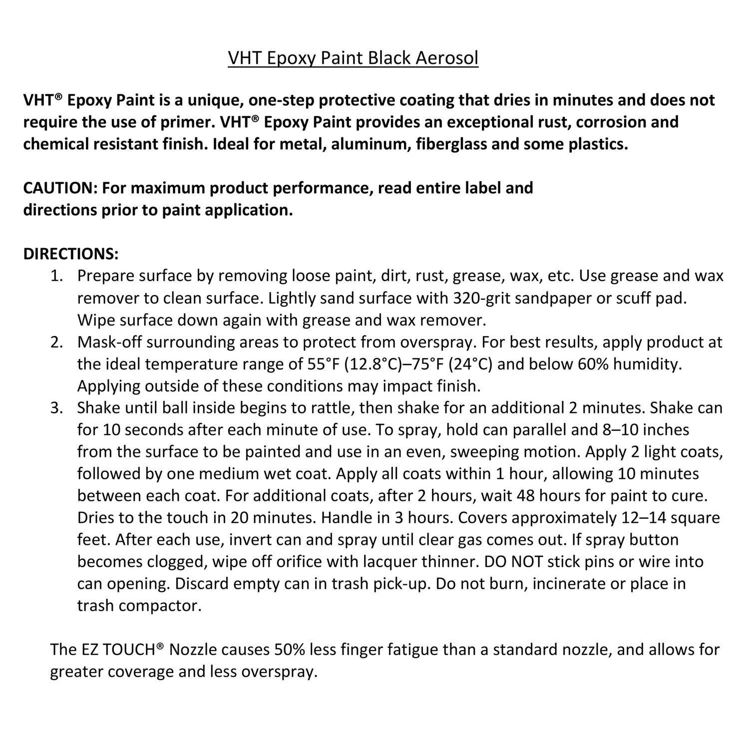 VHT Gloss Black Epoxy Paint 11oz