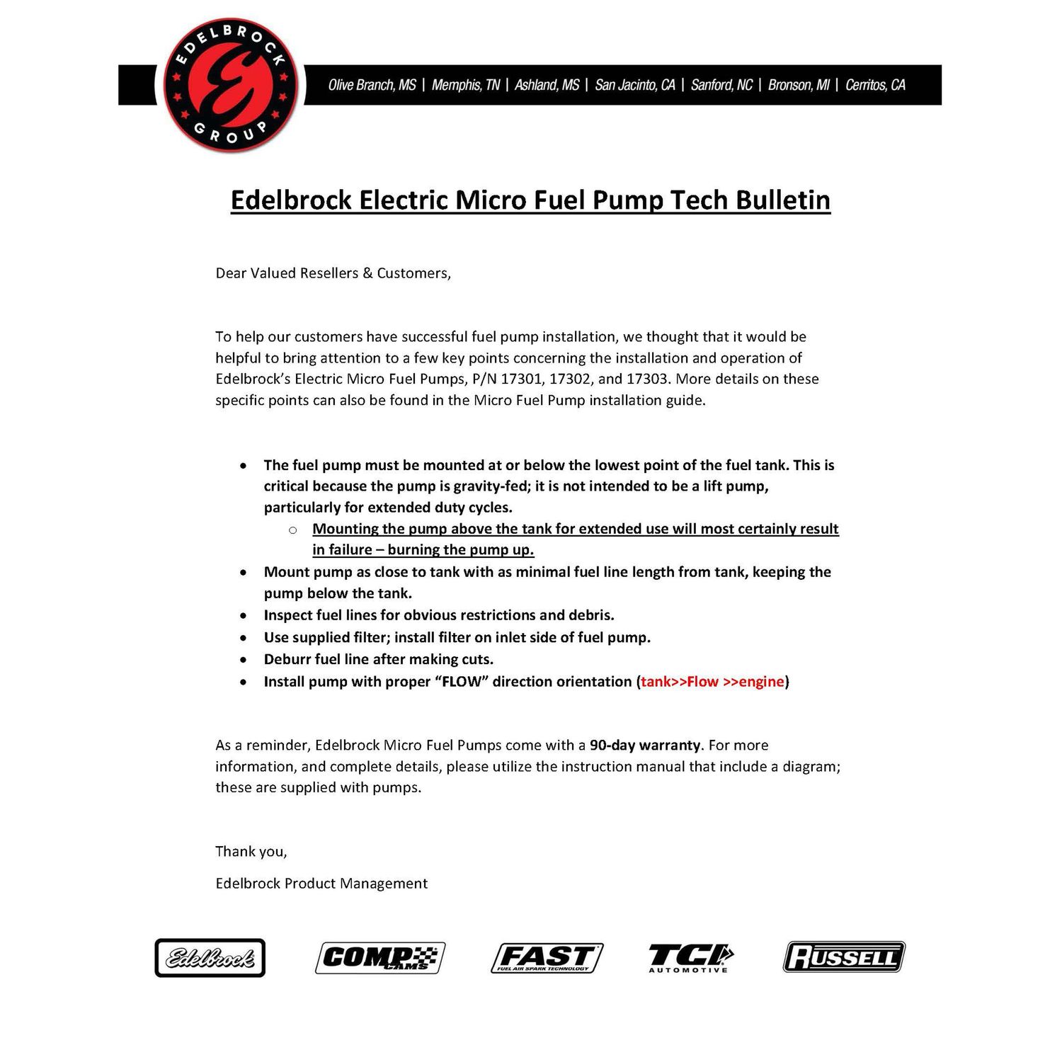 Edelbrock 38 GPH Gas Fuel Pump