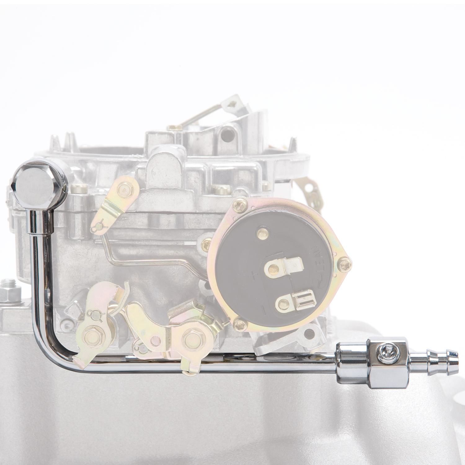 Edelbrock Chrome 3/8in Barbed End Inlet without Filter Fuel Line Kit