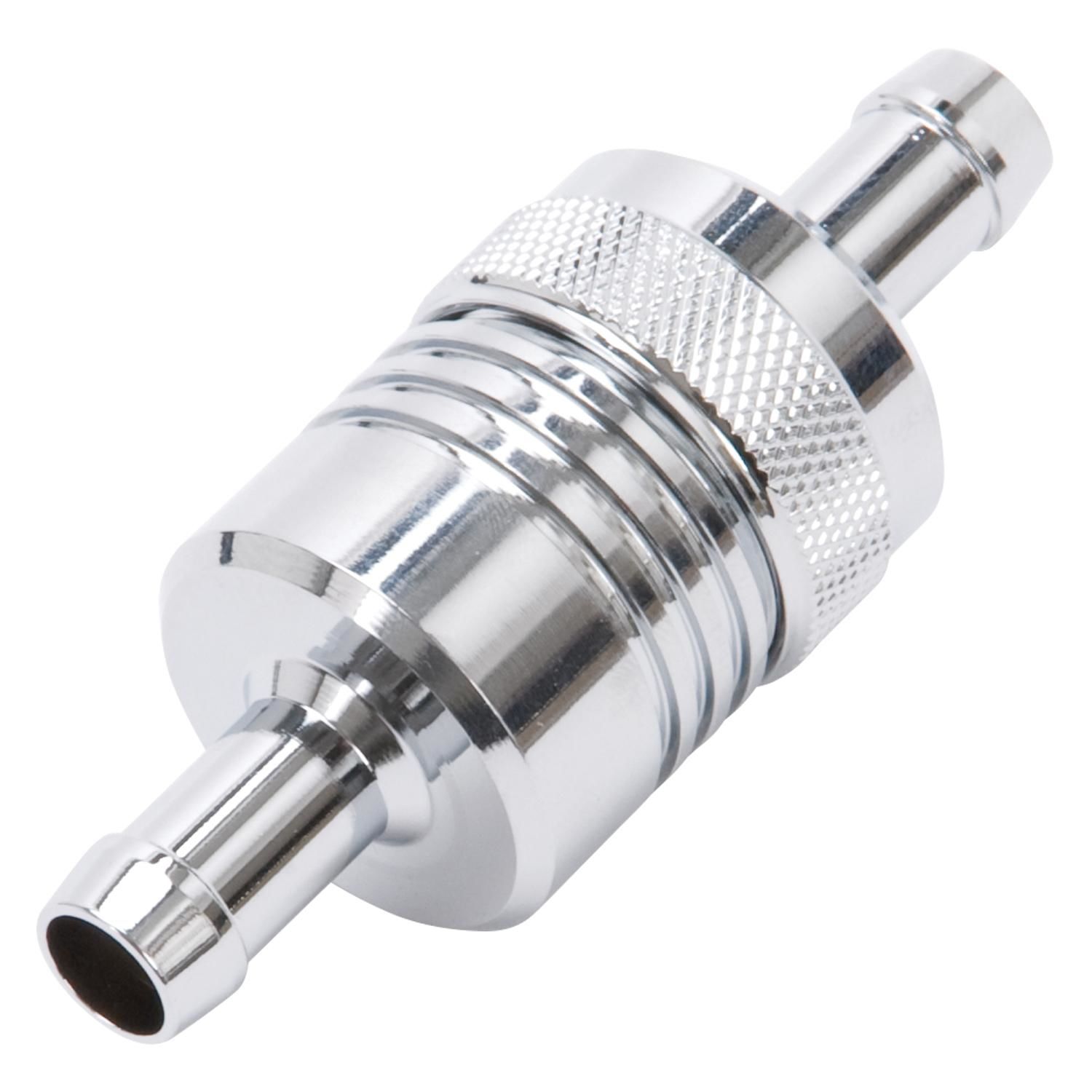 Edelbrock 3 Aluminum Street Fuel Filter in Chrome Finish