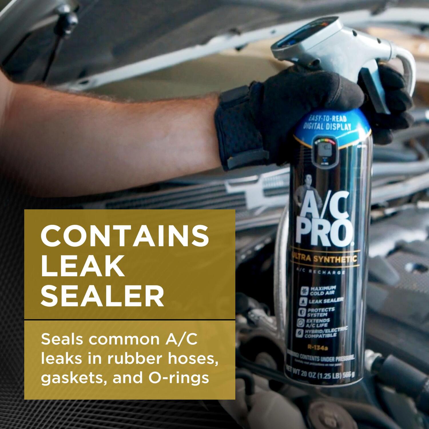 A/C Pro R-134a Refrigerant Kit with Stop Leak and Charging Hose 18oz