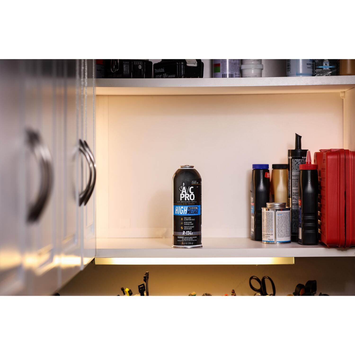 A/C Pro High Mileage R-134a Refrigerant with Stop Leak and UV Dye 10.8oz