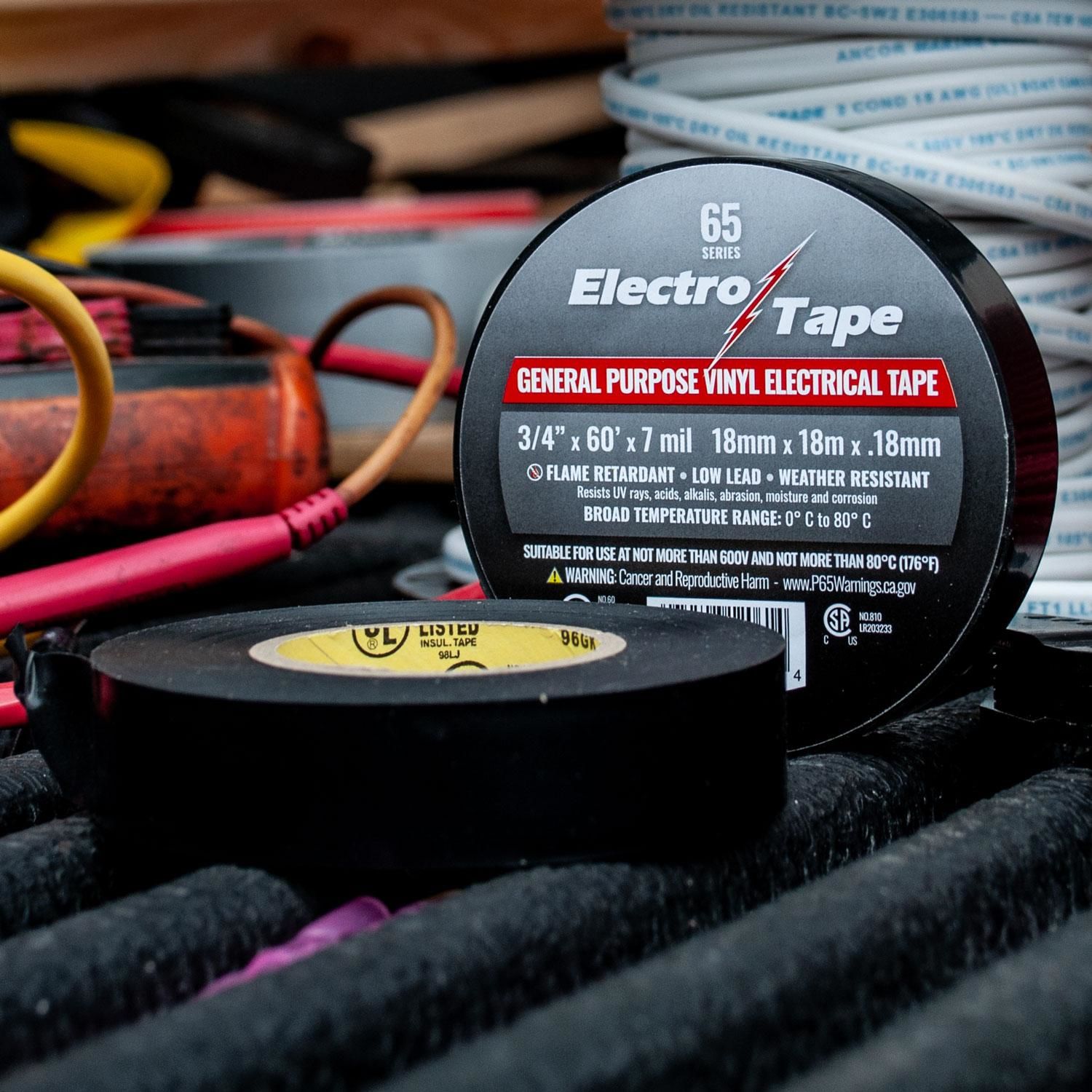 Electro-Tape 3/4in x 60ft Weather Resistant Electrical Tape
