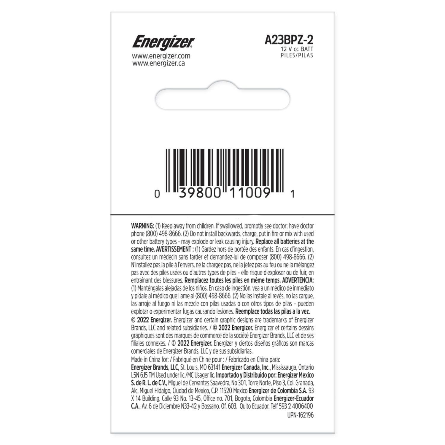 Energizer A23 Alkaline Small Batteries 2 Pack