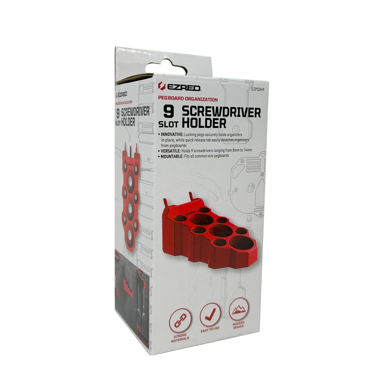 EZRED Peg Board Organization¿9-Slot Screwdriver Holder¿