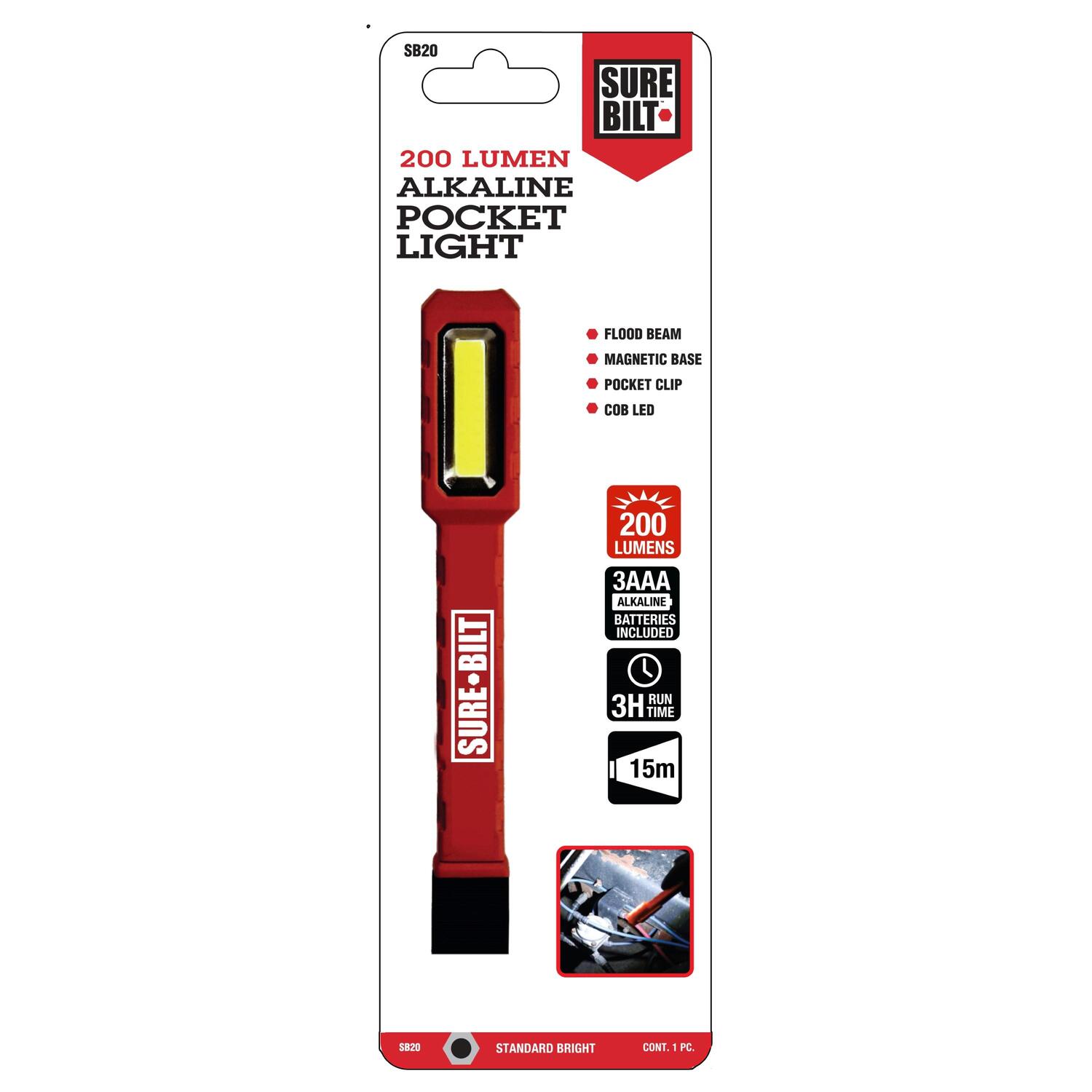 SureBilt 200 Lumens LED Pocket Work Light with 3 x AAA Batteries