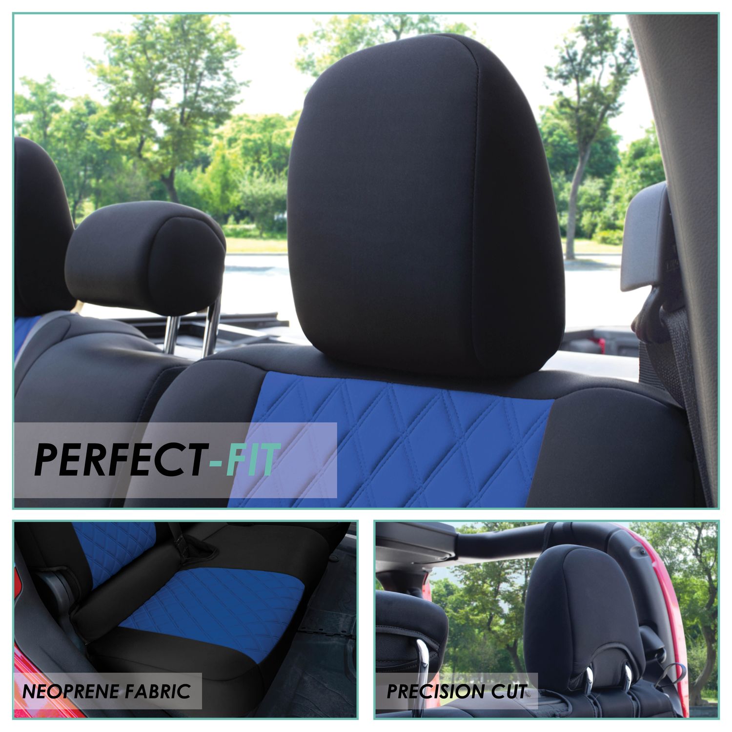 FH Group Blue Neoprene Custom Fit Seat Cover