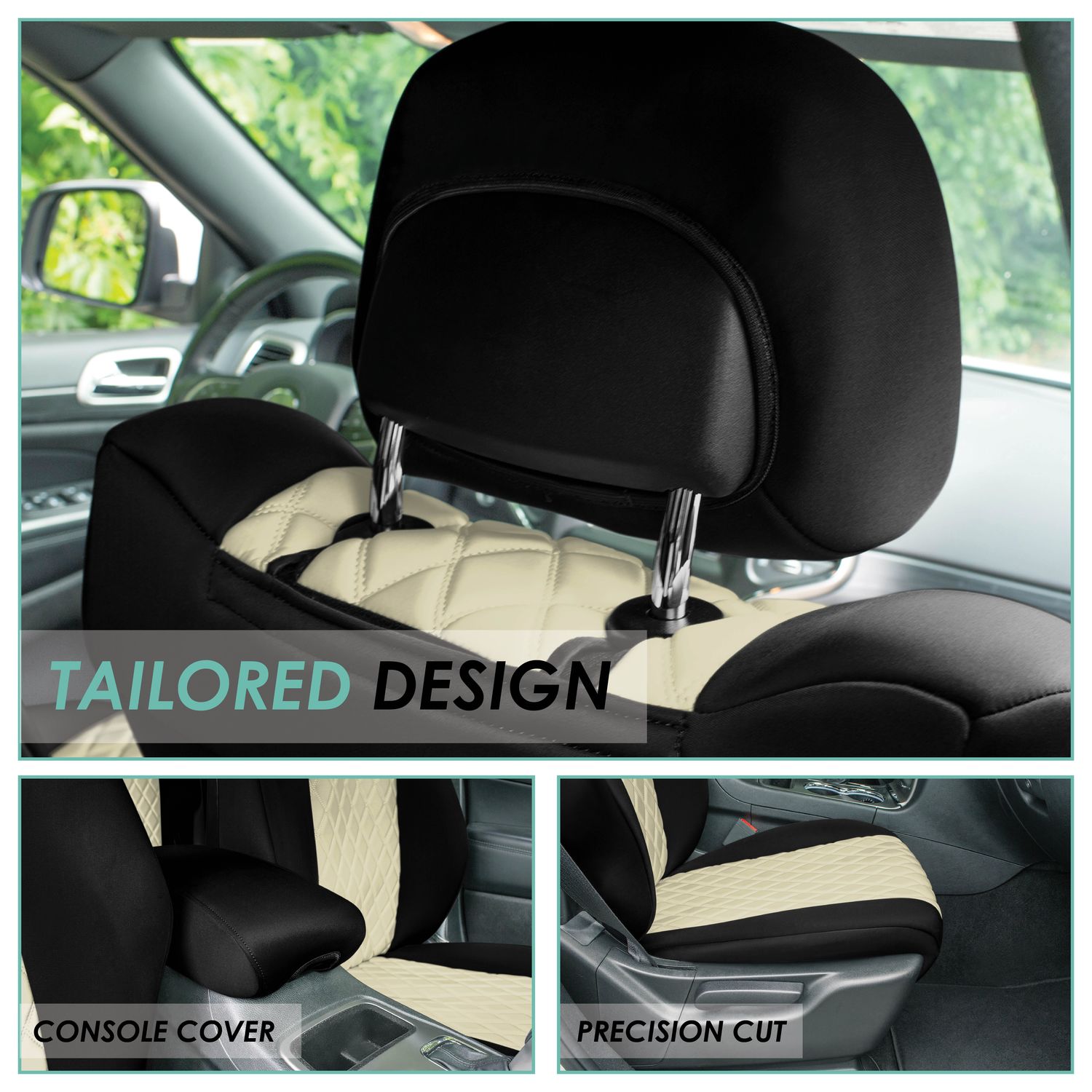 FH Group Beige Neoprene Custom Fit Seat Cover