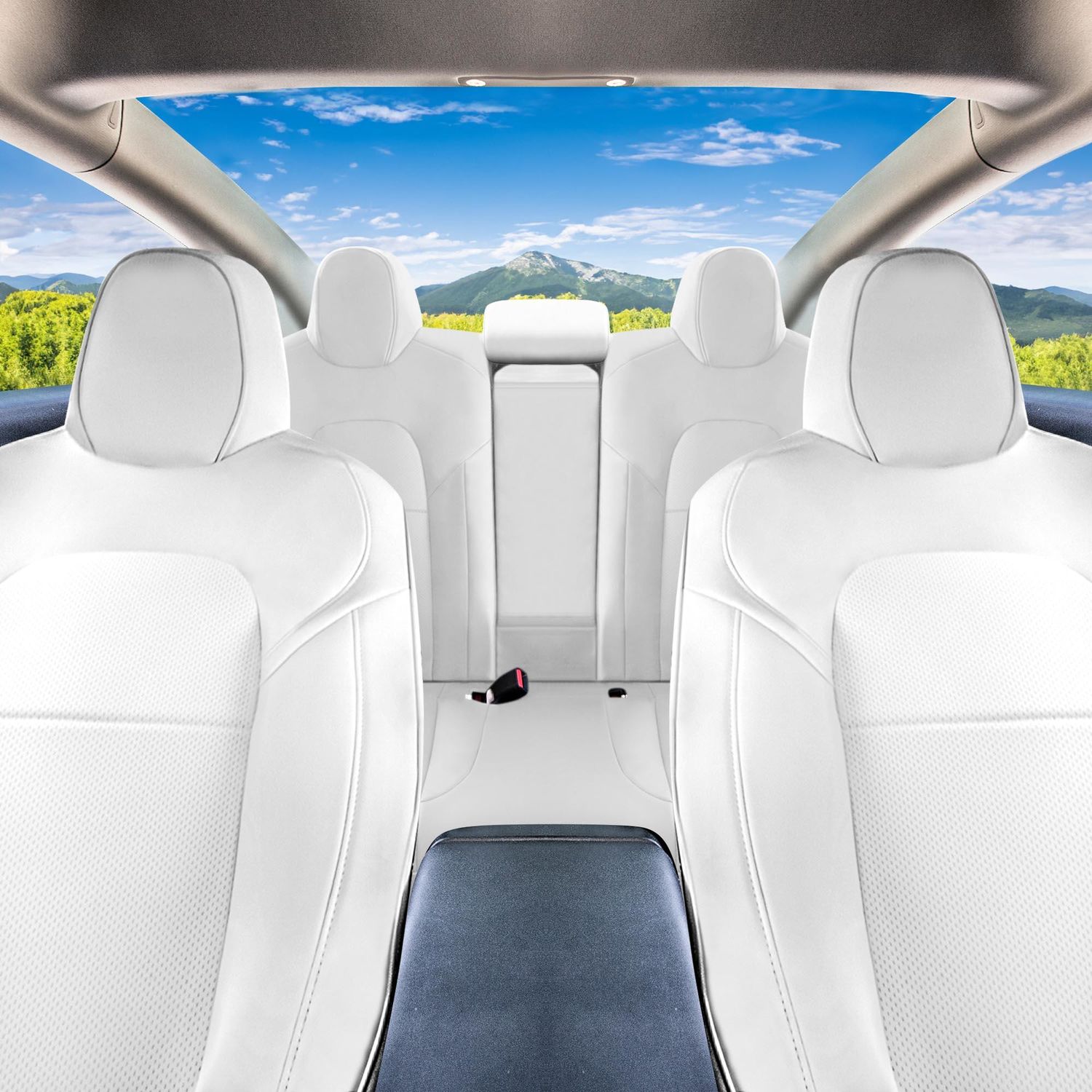FH Group FH Group White Faux Leather Seat Cover Set