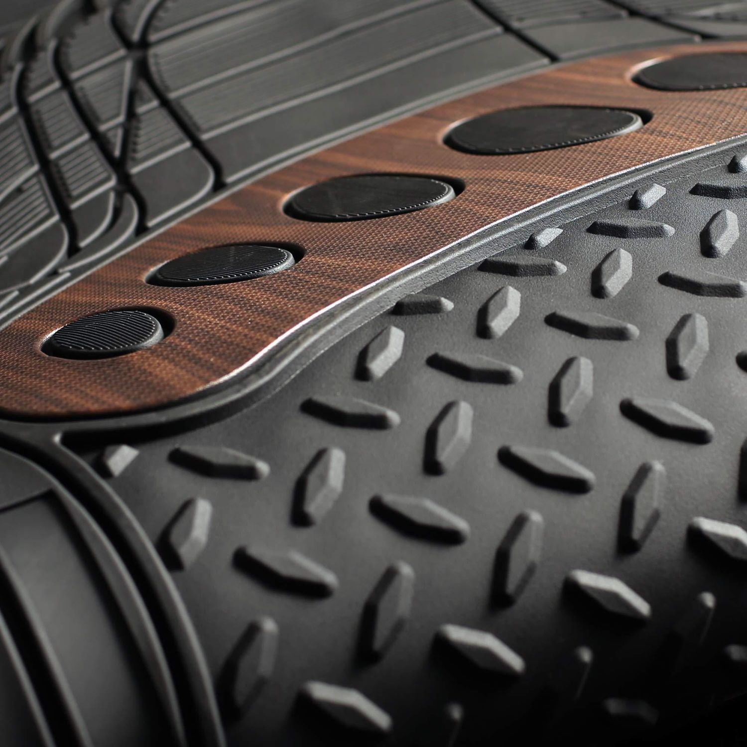 FH Group Heavy Nibbed Backing with Wood Grain Pattern Trimmable Floor Mat