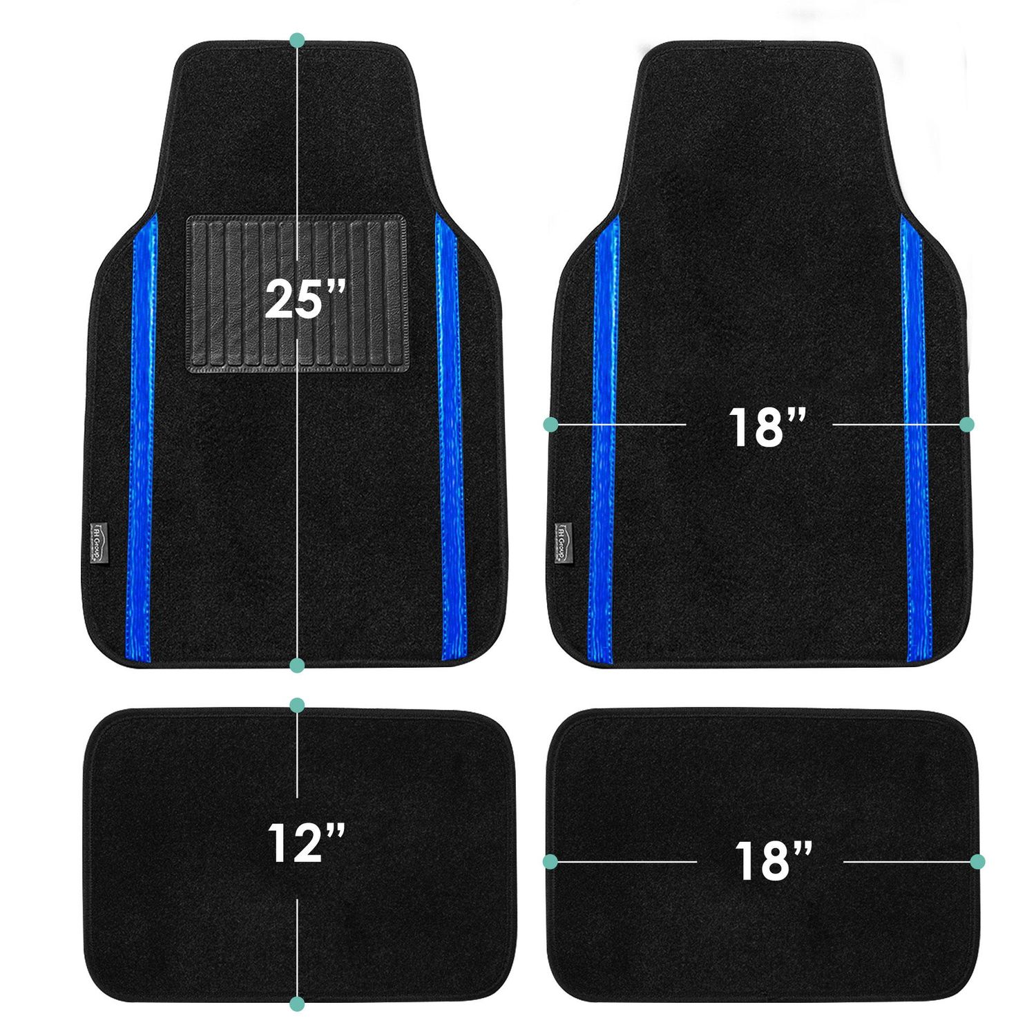 FH Group Blue Universal Floor Mat Set