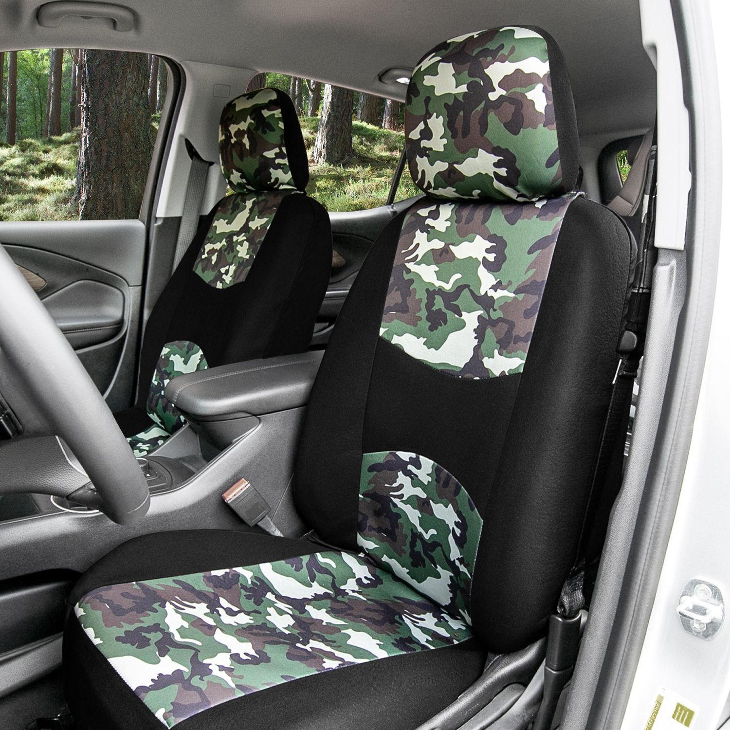 FH Group Buck59 Hunting Inspired Print Trim Combo Full Seat Cover Set