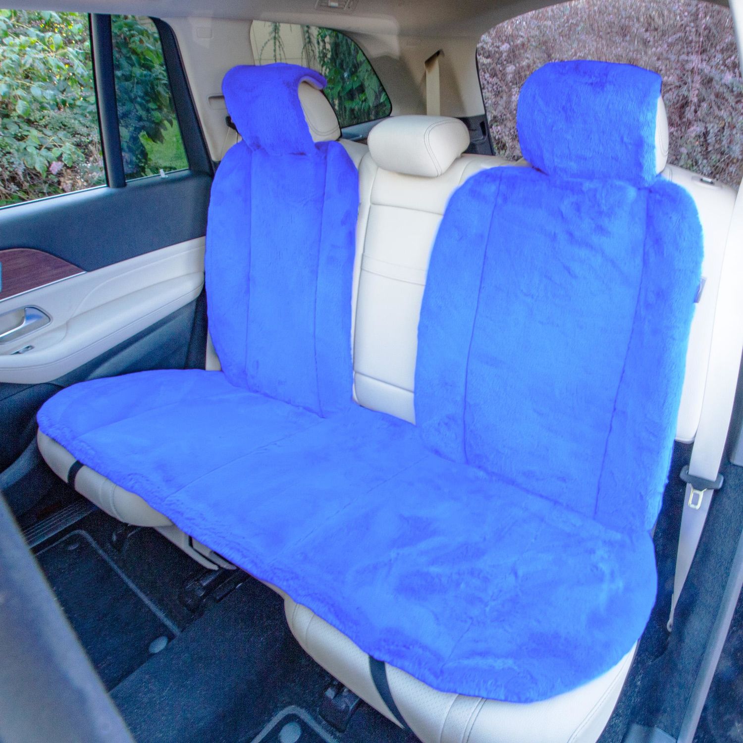 FH Group Blue Doe16 Faux Rabbit Fur Rear Set Car Seat Cushion