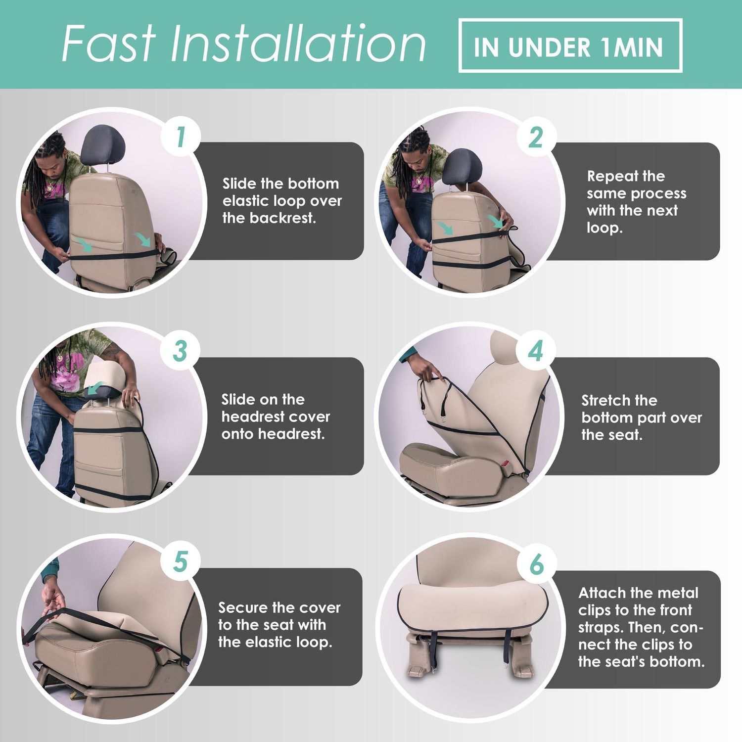 FH Group FH Group Beige Faux Leather Seat Cover Set