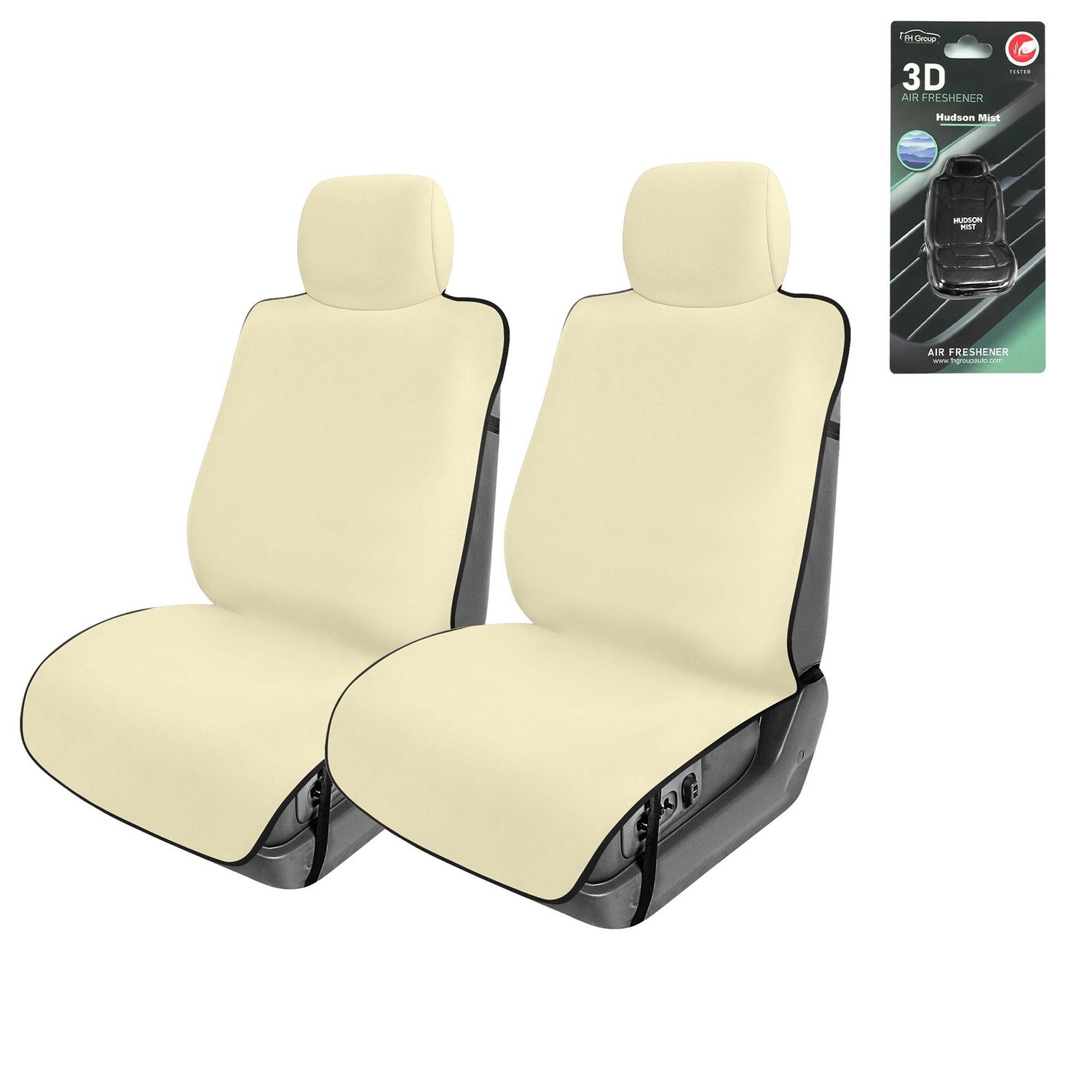 FH Group FH Group Beige Faux Leather Seat Cover Set