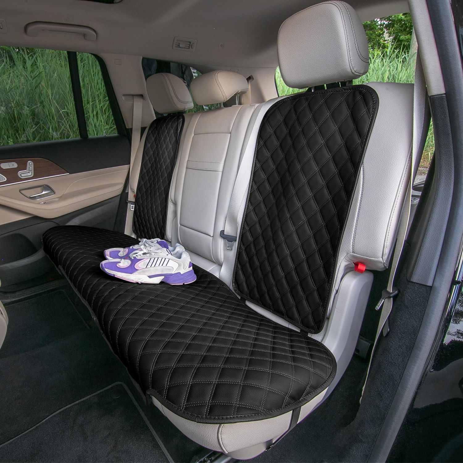 FH Group Faux Leather Rear Seat Protector Set