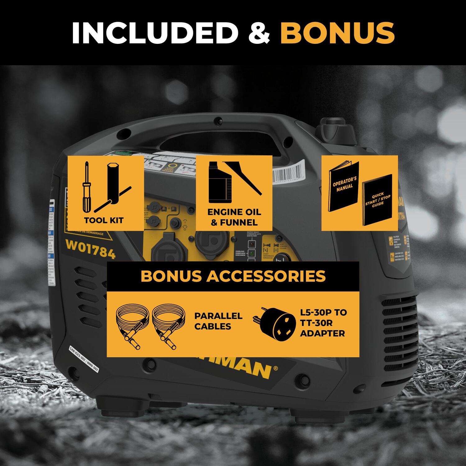 Firman Power Equipment 2,100/1,700 Watts Recoil Start 30 Amps Parallel ...