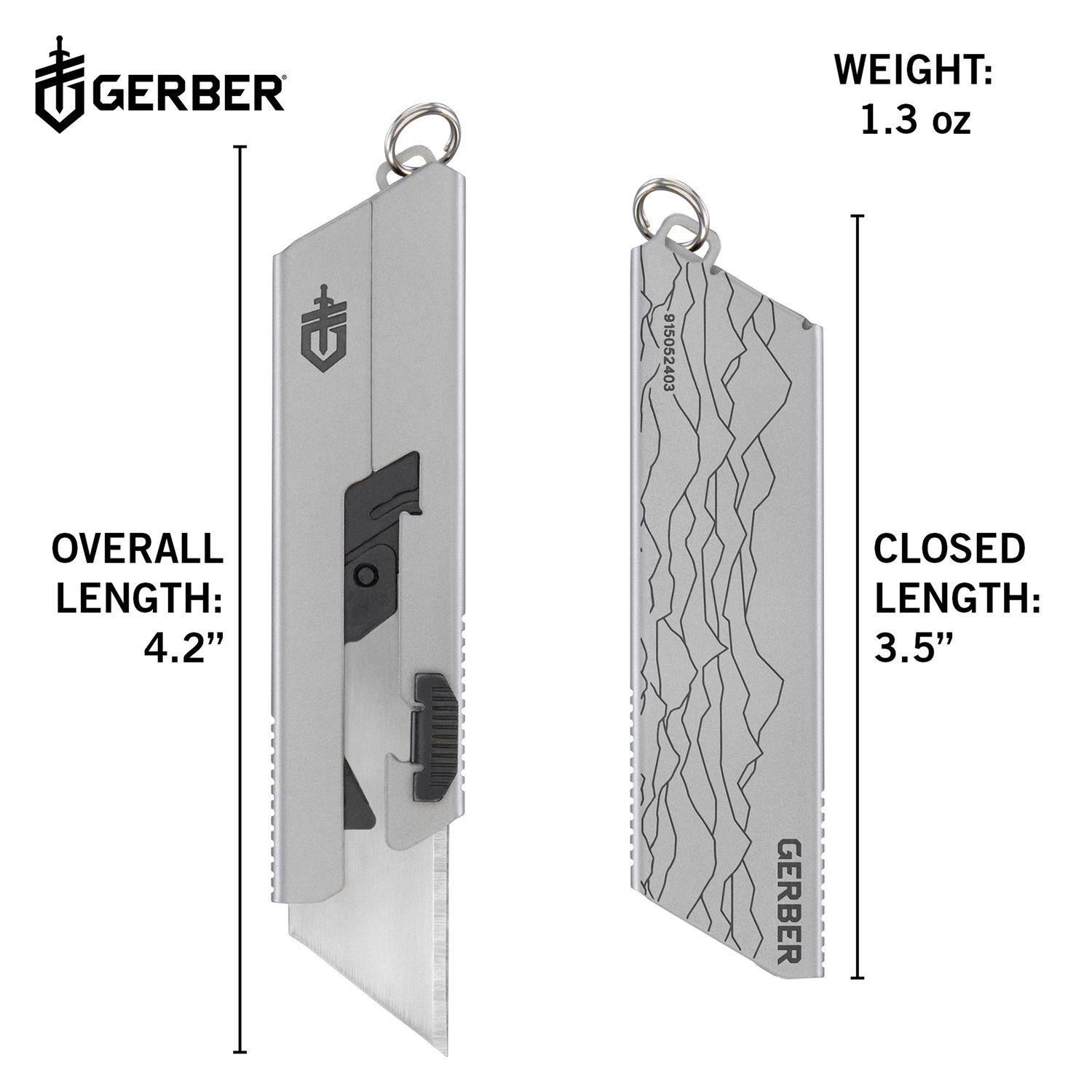 Gerber Knives Ripstop I Silver Plain Edge Drop Point, EAB Mini Hills ...