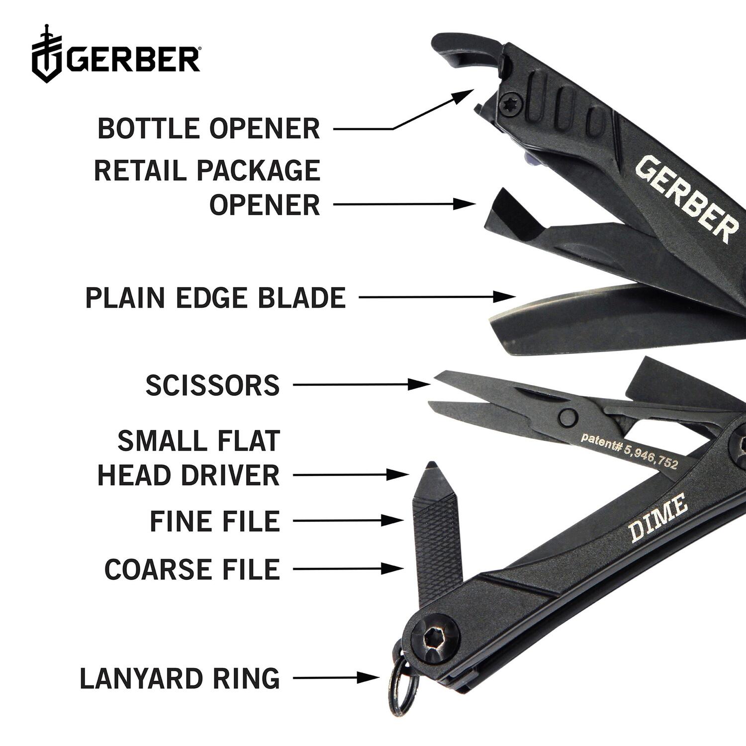 Gerber Knives Black Dime Needle Nose Multi-Tool
