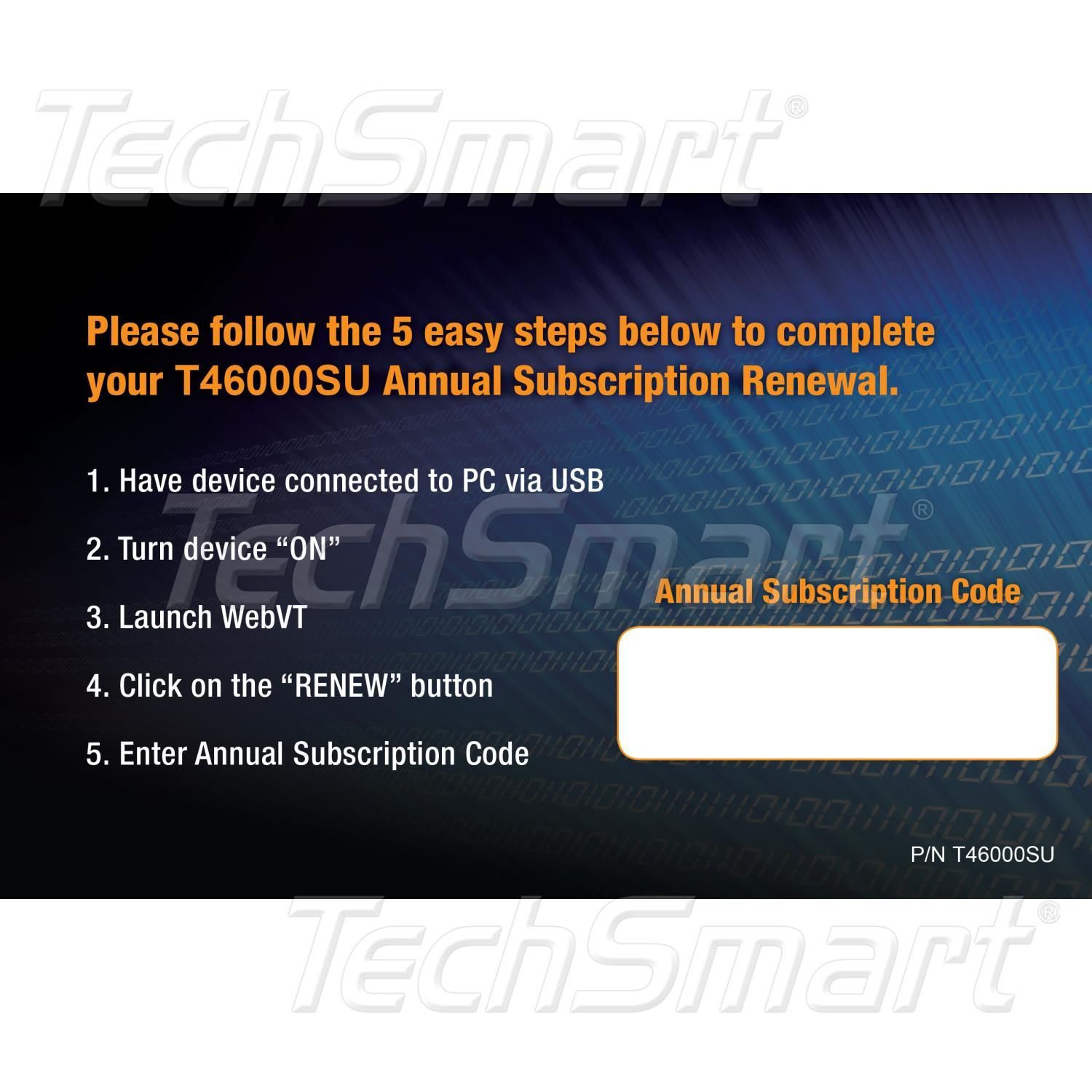 TechSmart Software Update for T46000 Tire Pressure Monitoring System Programing Scan Tool