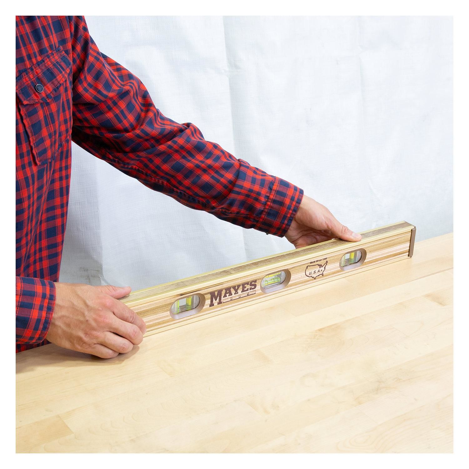 Mayes 24in Brass Bound Wood Laminated Level