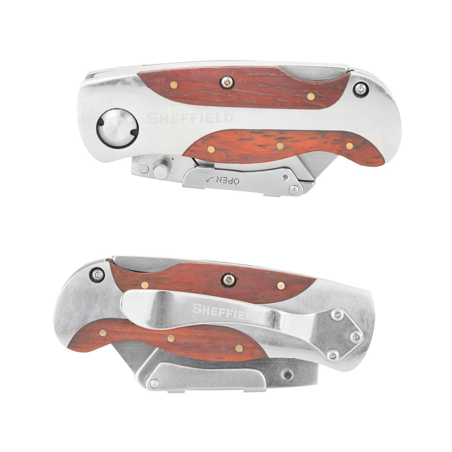 Sheffield Premium Folding Lock Back Utility Knife with Sheath